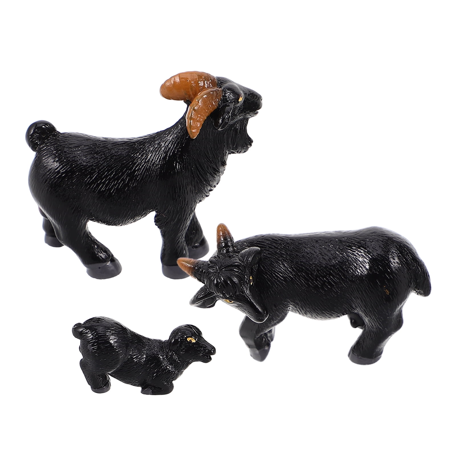 WORGEOUS 3pcs Black Miniature Sheep Small Lamb Figurines Cute Realistic ...