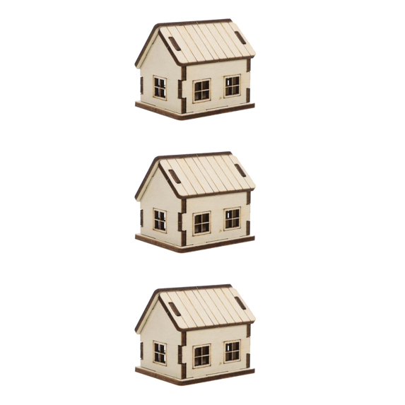 WORGEOUS 3pcs Diy Miniature Dollhouse Kit 3d Wooden Puzzle House Tiny ...