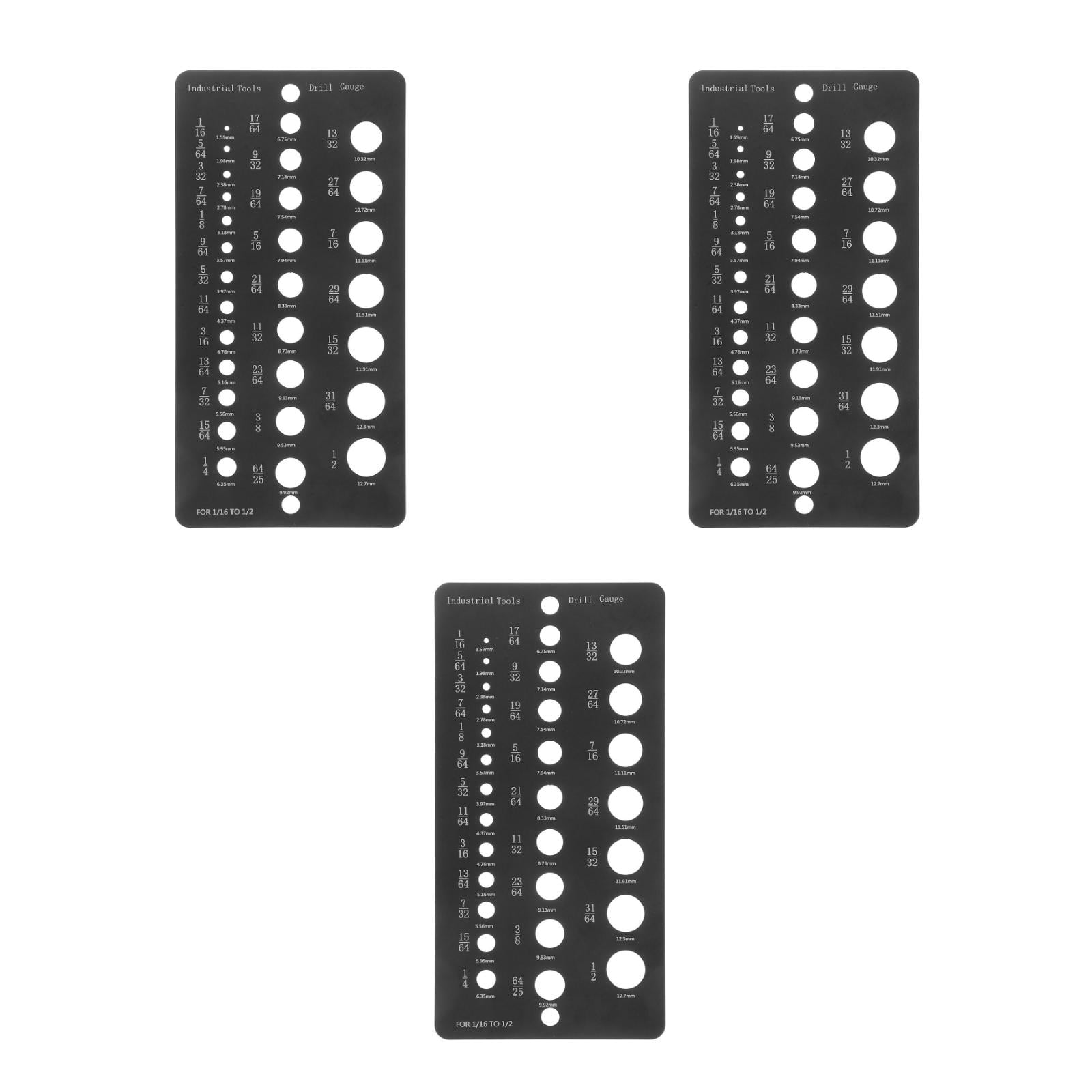 WORGEOUS 3pcs Drill Bit Gauge 1/16 To 1/2 Inch 29-Hole Drill Hole ...