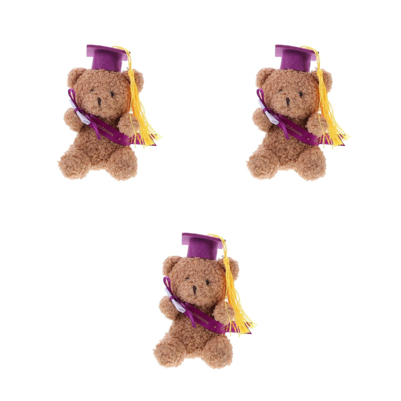 WORGEOUS 3pcs Graduation Plush Bear Grad Animal Doll Ornament Stuffed ...