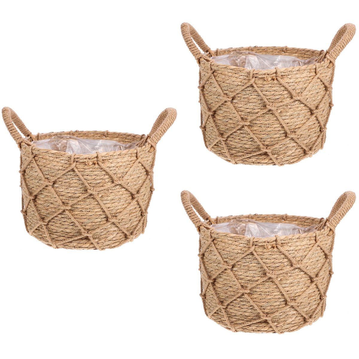 WORGEOUS 3pcs Hand Woven Flower Basket Creative Woven Planter Container ...