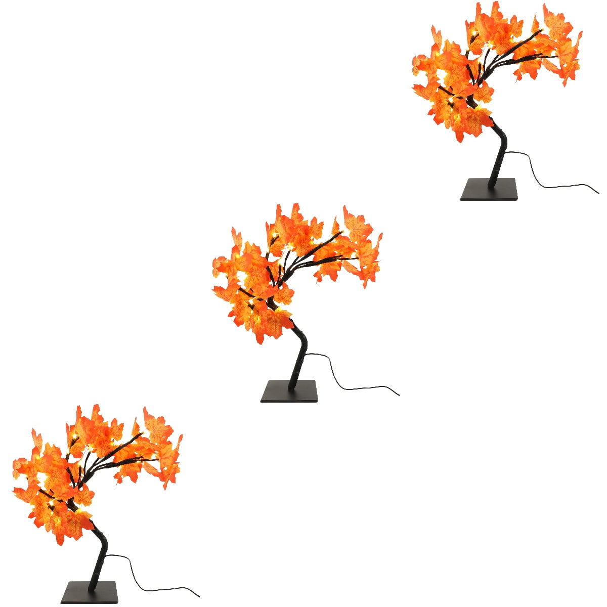 WORGEOUS 3pcs Lighted Tree Artificial Tree USB Powered Maple Shape Tree ...