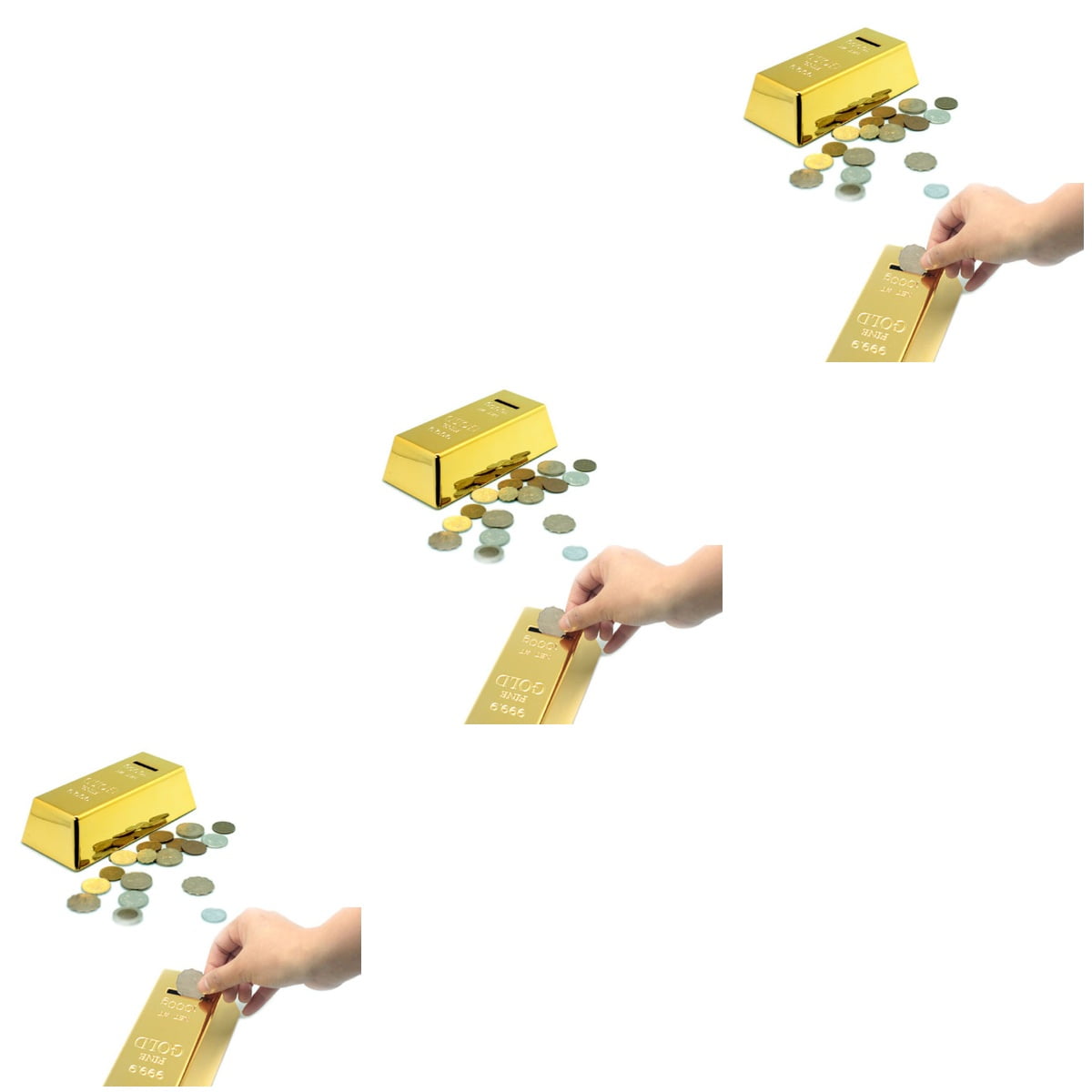 WORGEOUS 3pcs Novelty Gold Bar Shaped Money Box Luxury Style Bank ...