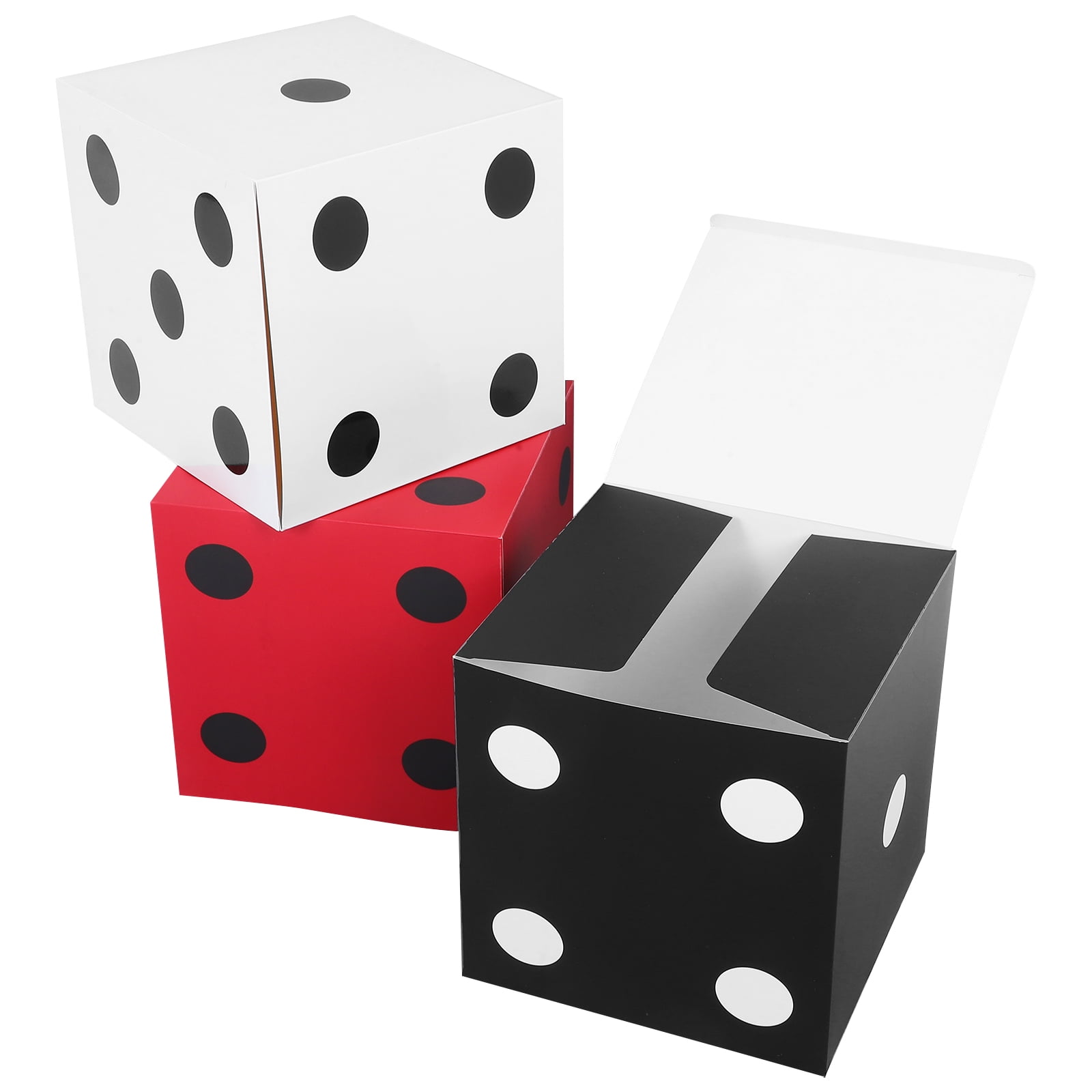 WORGEOUS 3pcs Oversized Dice Box Decorations Giant Paper Dice Cards ...