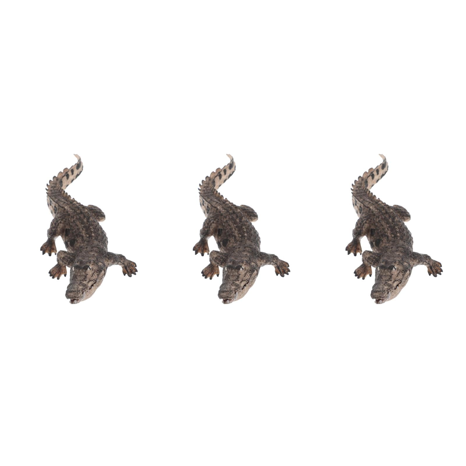WORGEOUS 3pcs Realistic Alligator Figurine With Jaw Lifelike Alligator ...