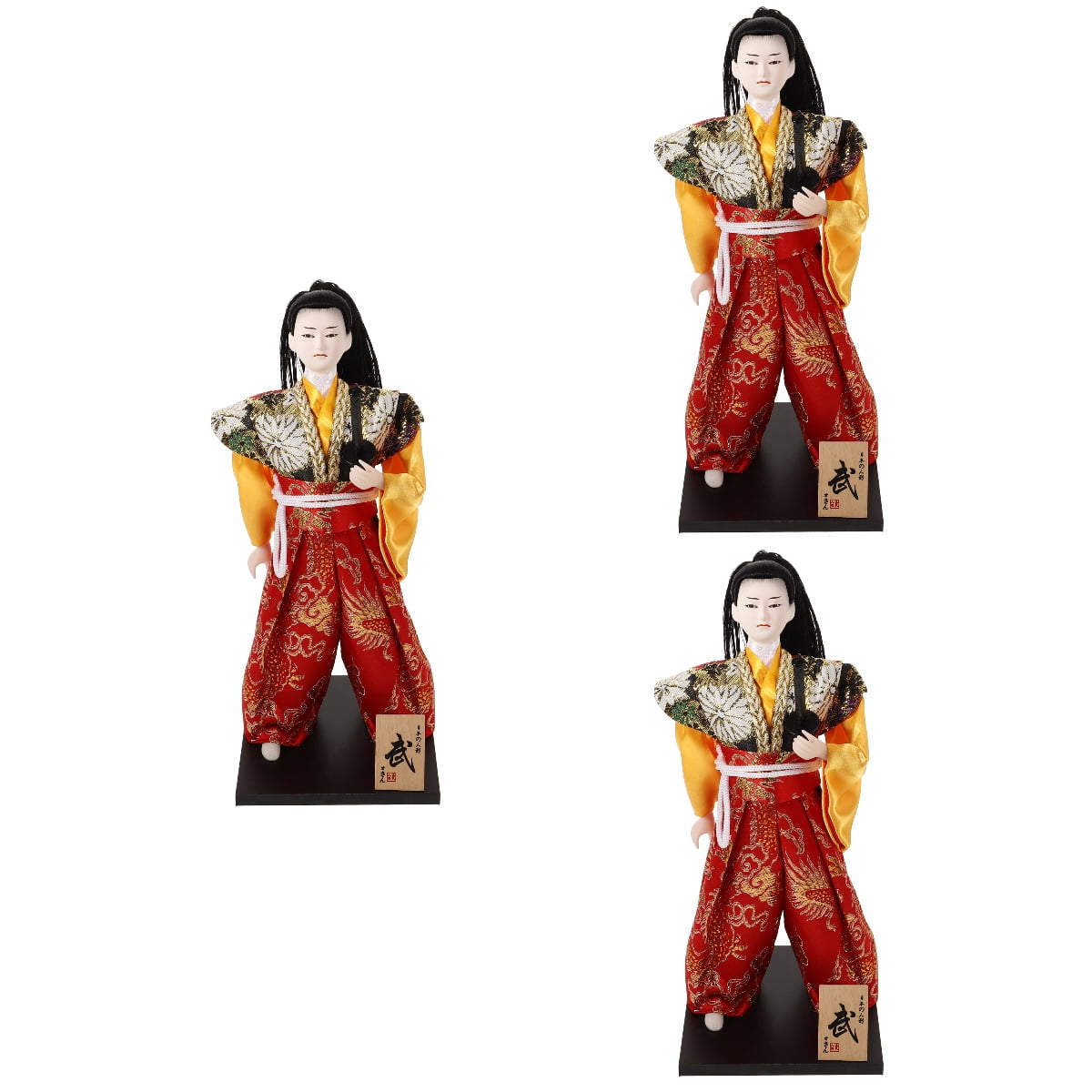 WORGEOUS 3pcs Samurai Doll Figure Japanese Doll Art Craft Traditional ...
