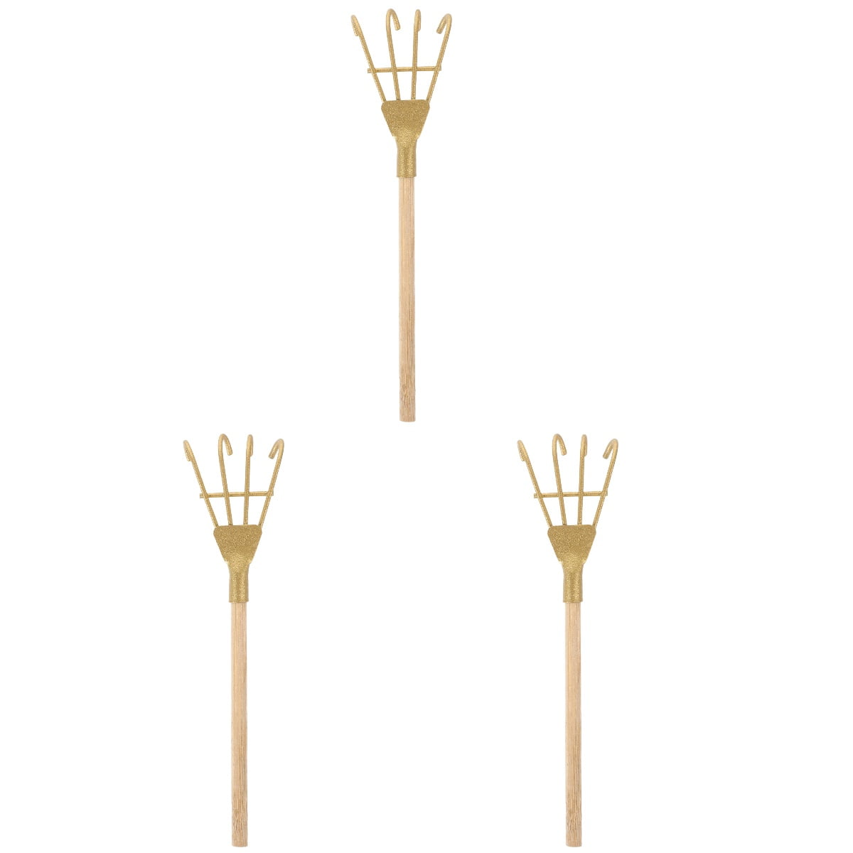 WORGEOUS 3pcs Small Rake Tool Mini Metal Rake With Wooden Handle Garden ...