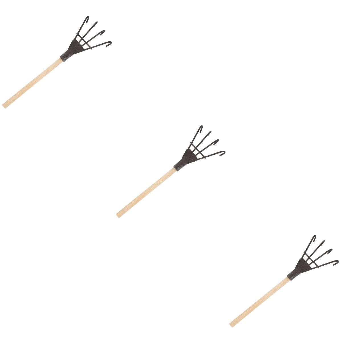 WORGEOUS 3pcs Small Rake Tool Mini Metal Rake With Wooden Handle Garden ...