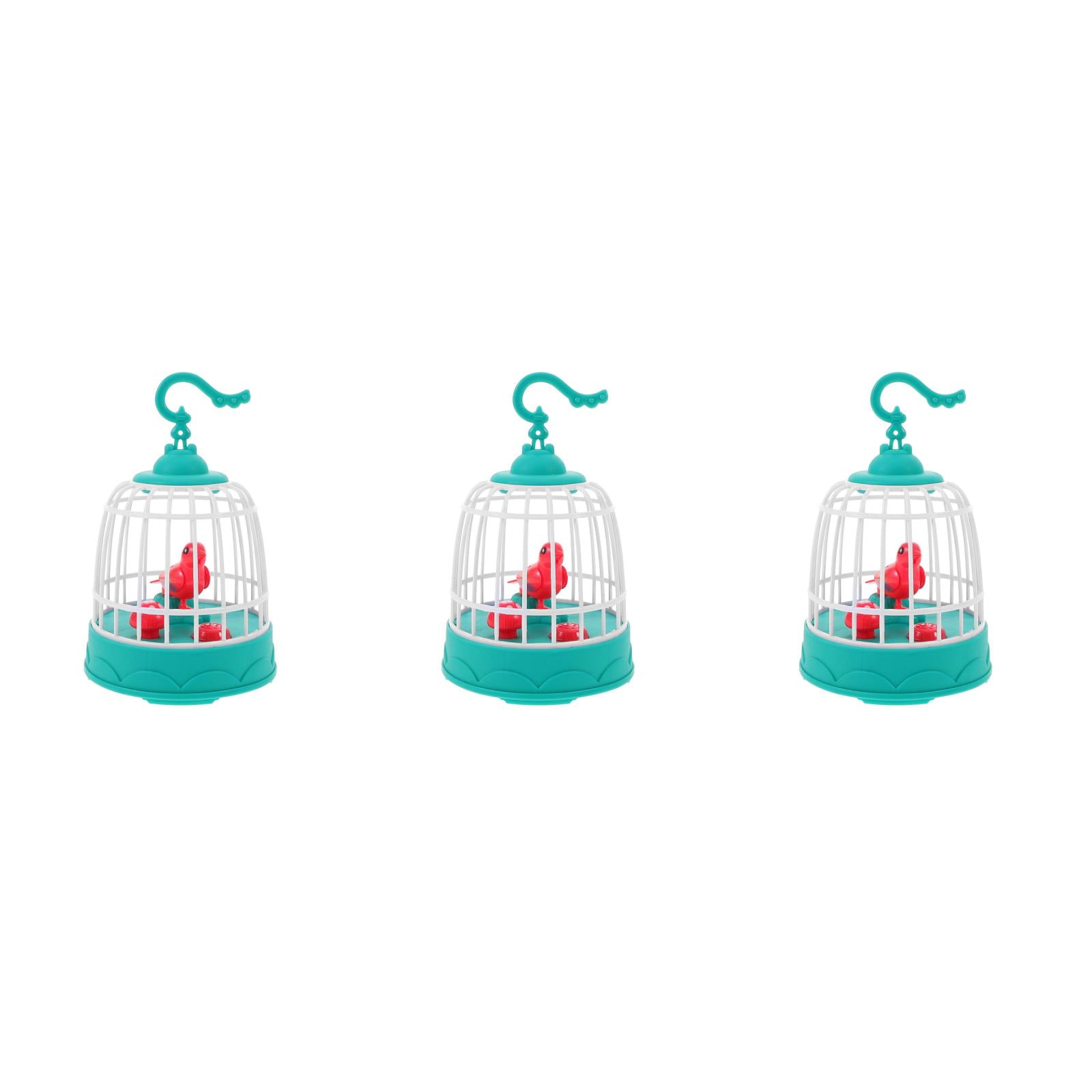 WORGEOUS 3pcs Voice-Activated Induction Birds Birdcage Toy Talking ...