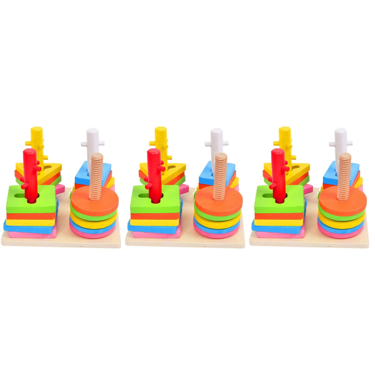 WORGEOUS 3pcs Wooden Educational Preschool Shape Color Recognition ...