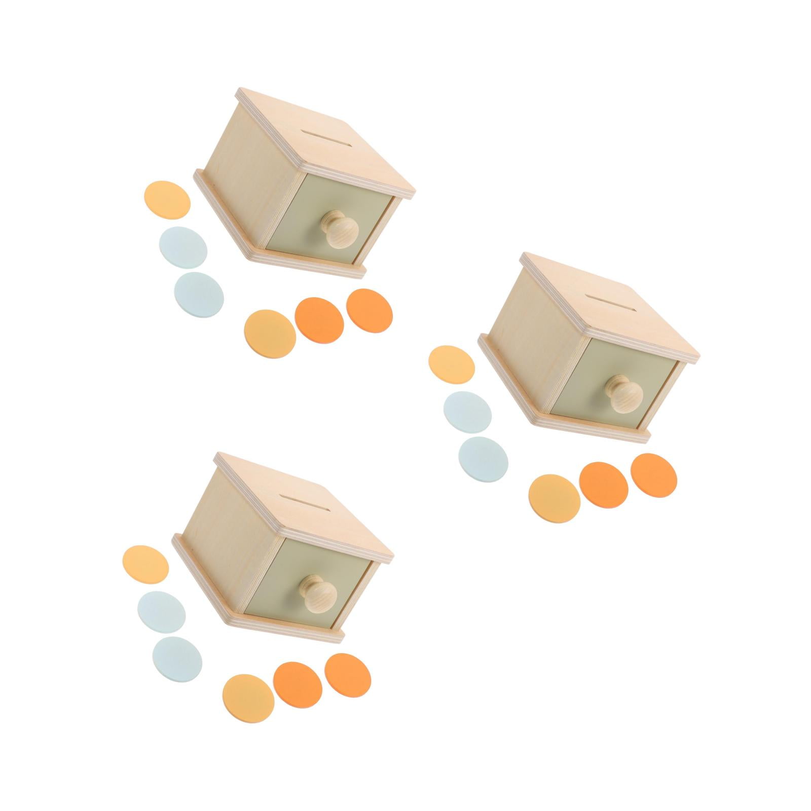 WORGEOUS 3pcs Wooden Montessori Toy Object Permanence Box Infant Toys ...