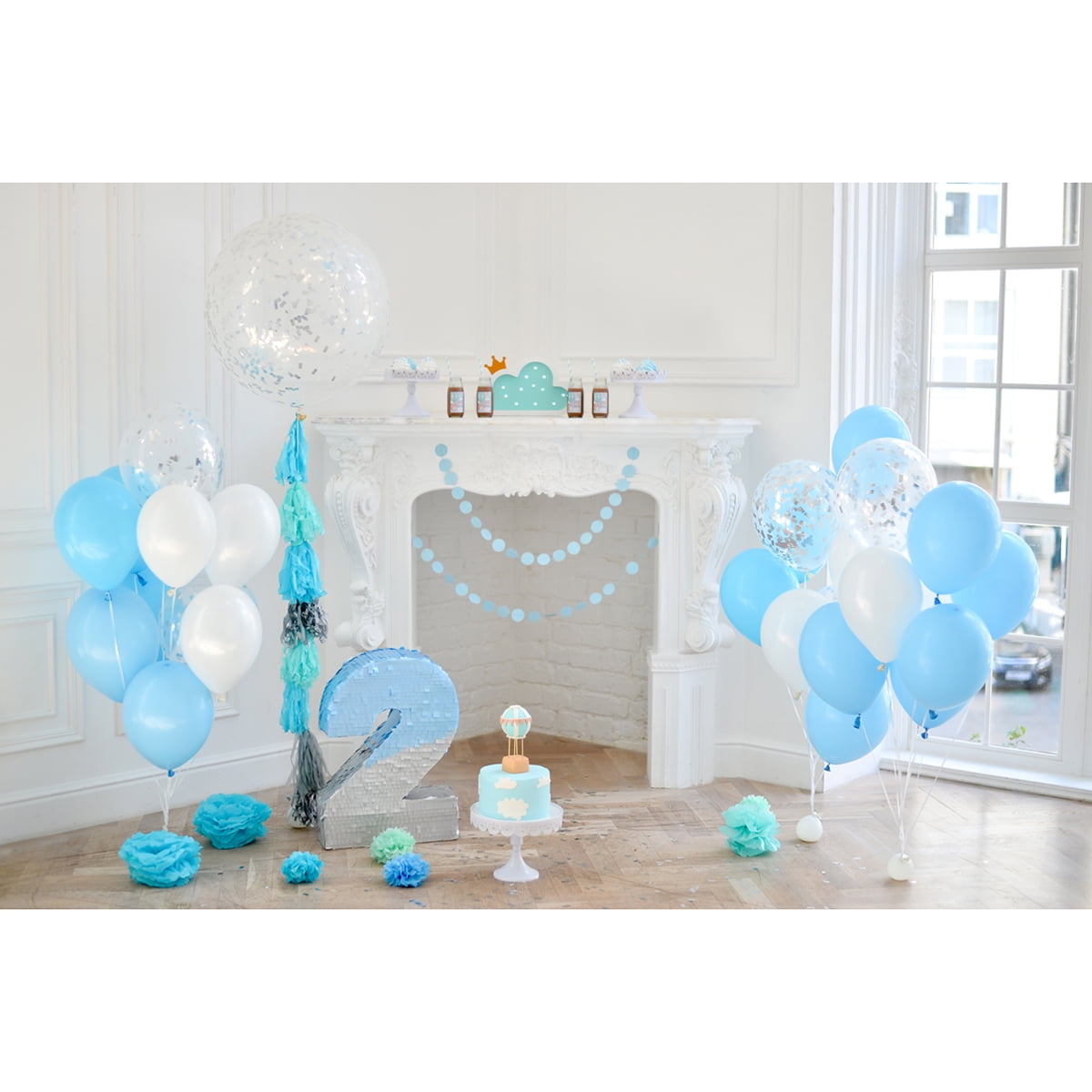 WORGEOUS 3x5ft 2nd Birthday Party Backgrounds, Blue Balloons and Cake ...