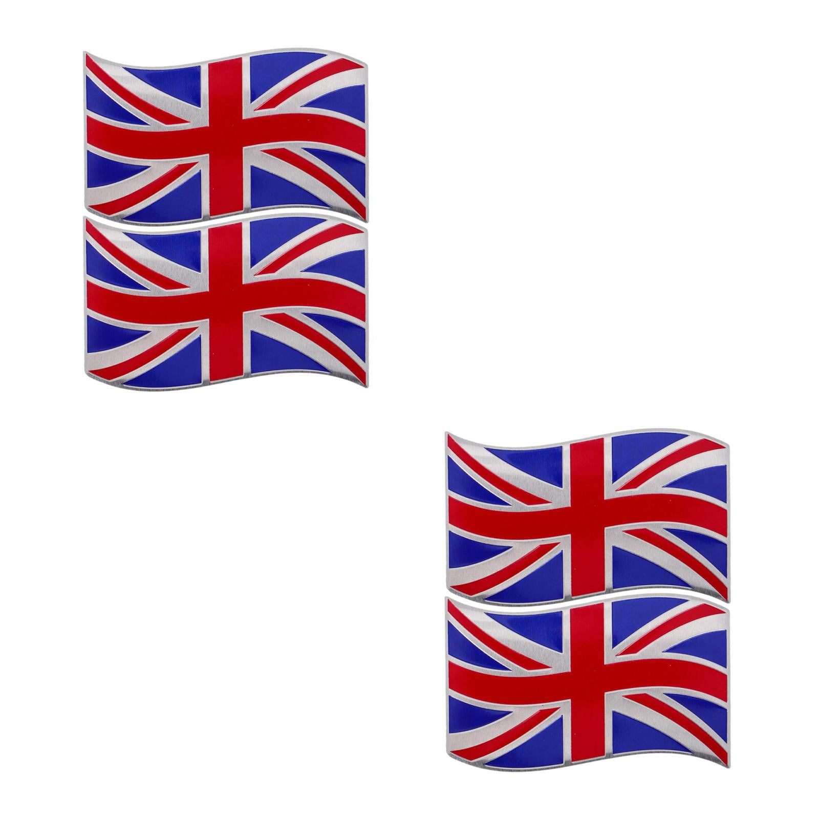 WORGEOUS 4 PCS Universal Flag Car Stickers Metal Decals British Flag ...