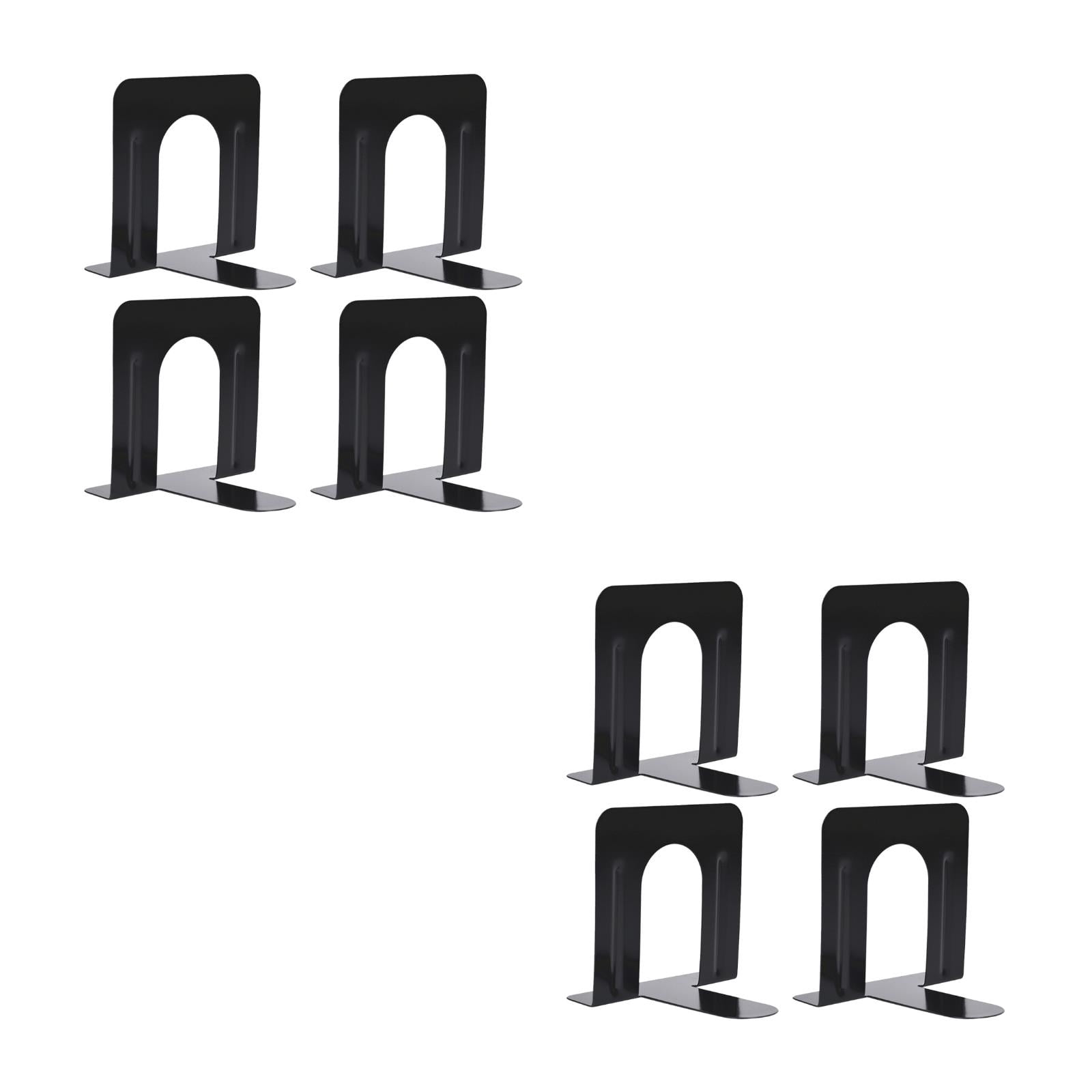 WORGEOUS 4 Pairs Metal Bookends Simple Book Ends Desktop Magazines ...