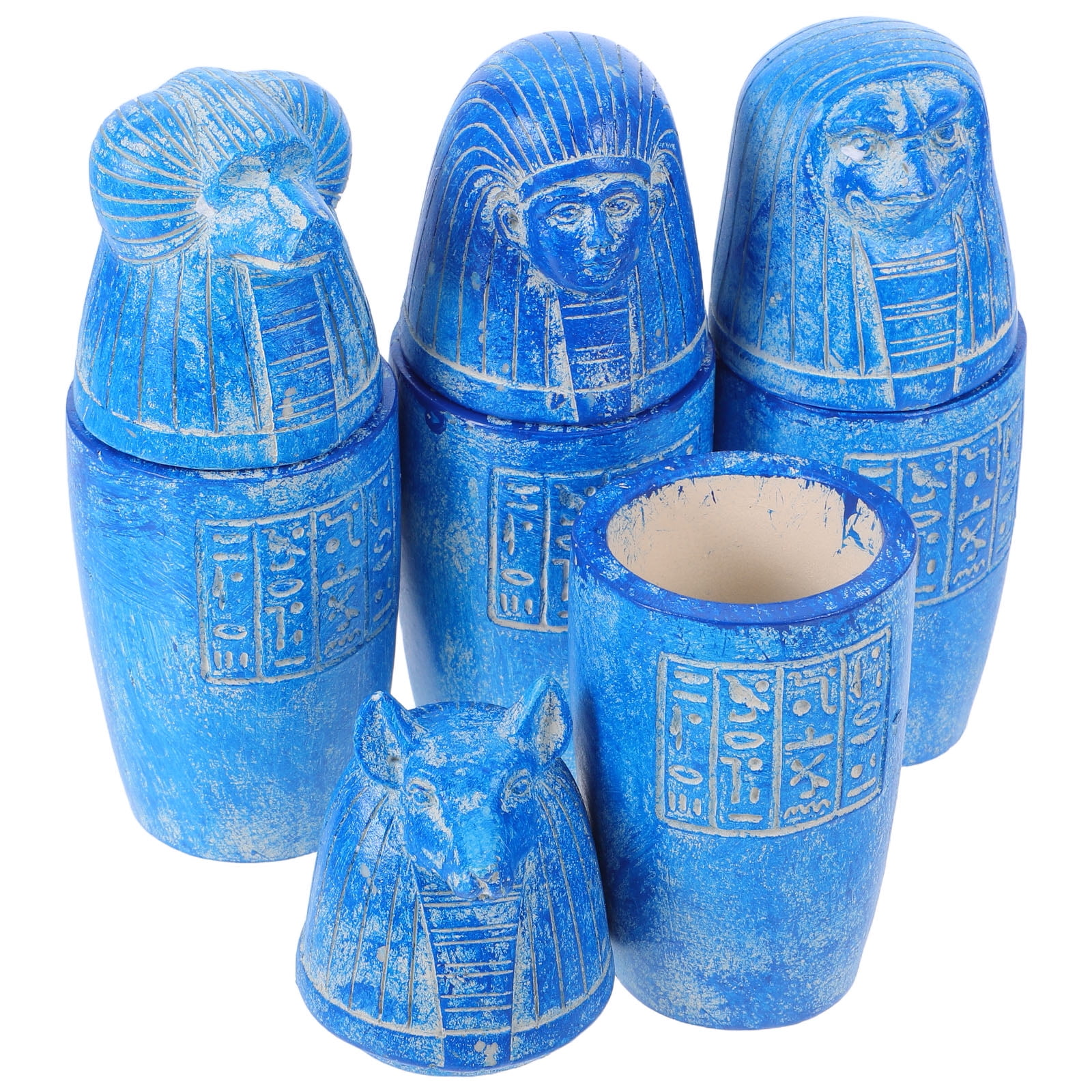 WORGEOUS 4 Pcs Ancient Egyptian Artifacts Figurine Statues Decorations ...