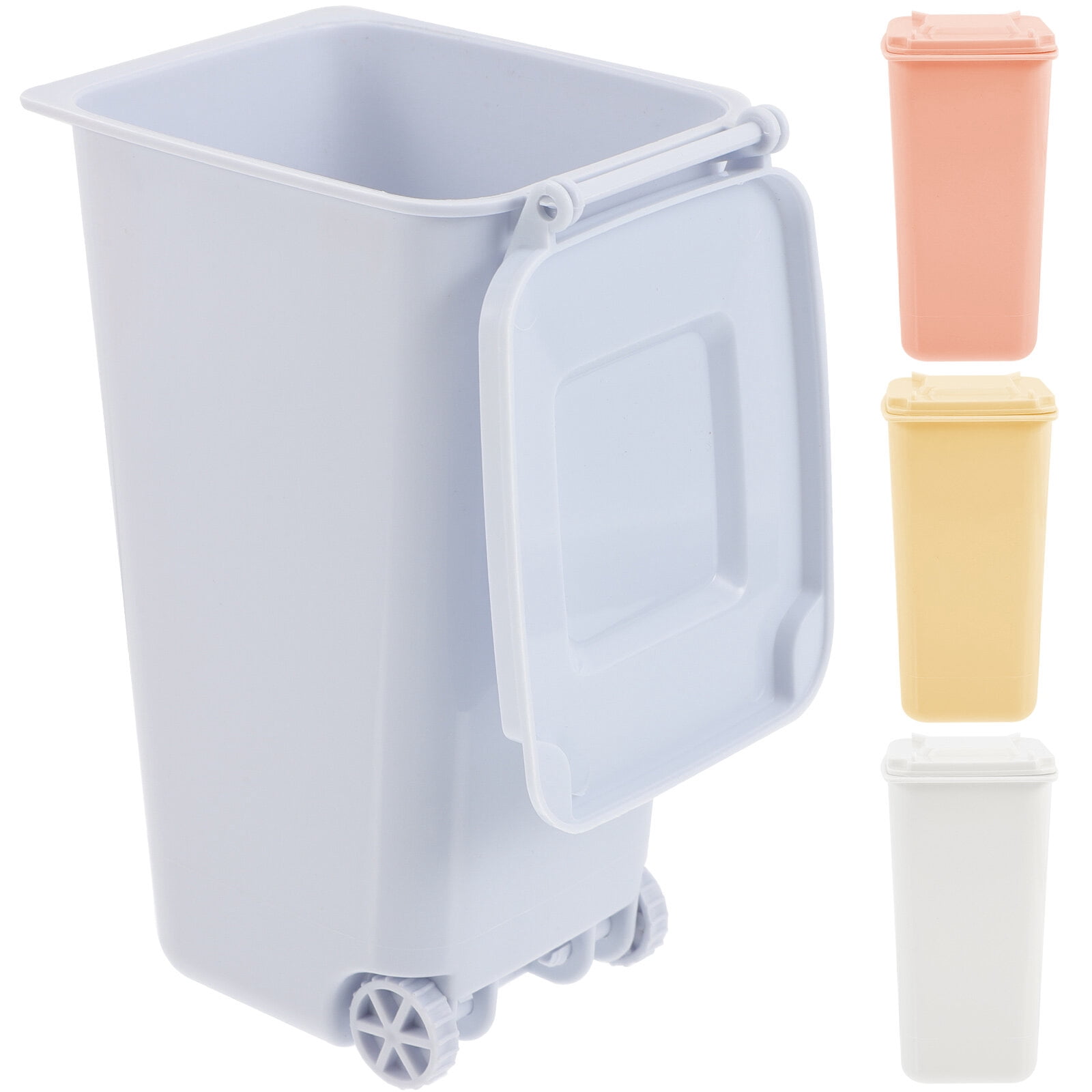 WORGEOUS 4 Pcs Mini Trash Can Paper Bin Clear Waste Small Cans Garbage ...