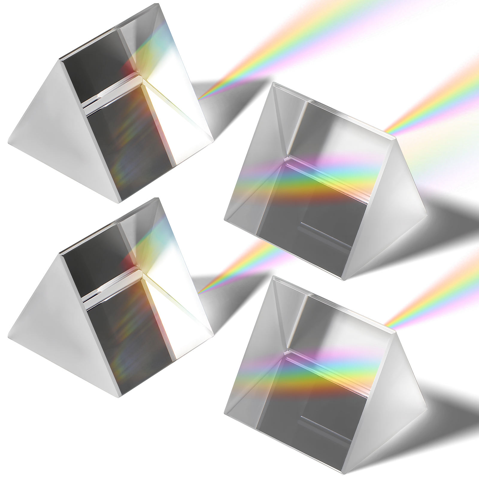 WORGEOUS 4 Pcs Optical Glass Prism For Teaching And Research Clear WORGEOUS 4 Pcs Optical Glass Prism For Teaching And Research Clear