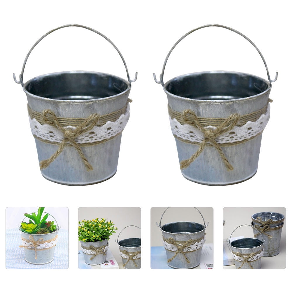 WORGEOUS 4 Pcs Vintage Flower Buckets Decorative Flower Holder with Handle for Garden - Walmart.com