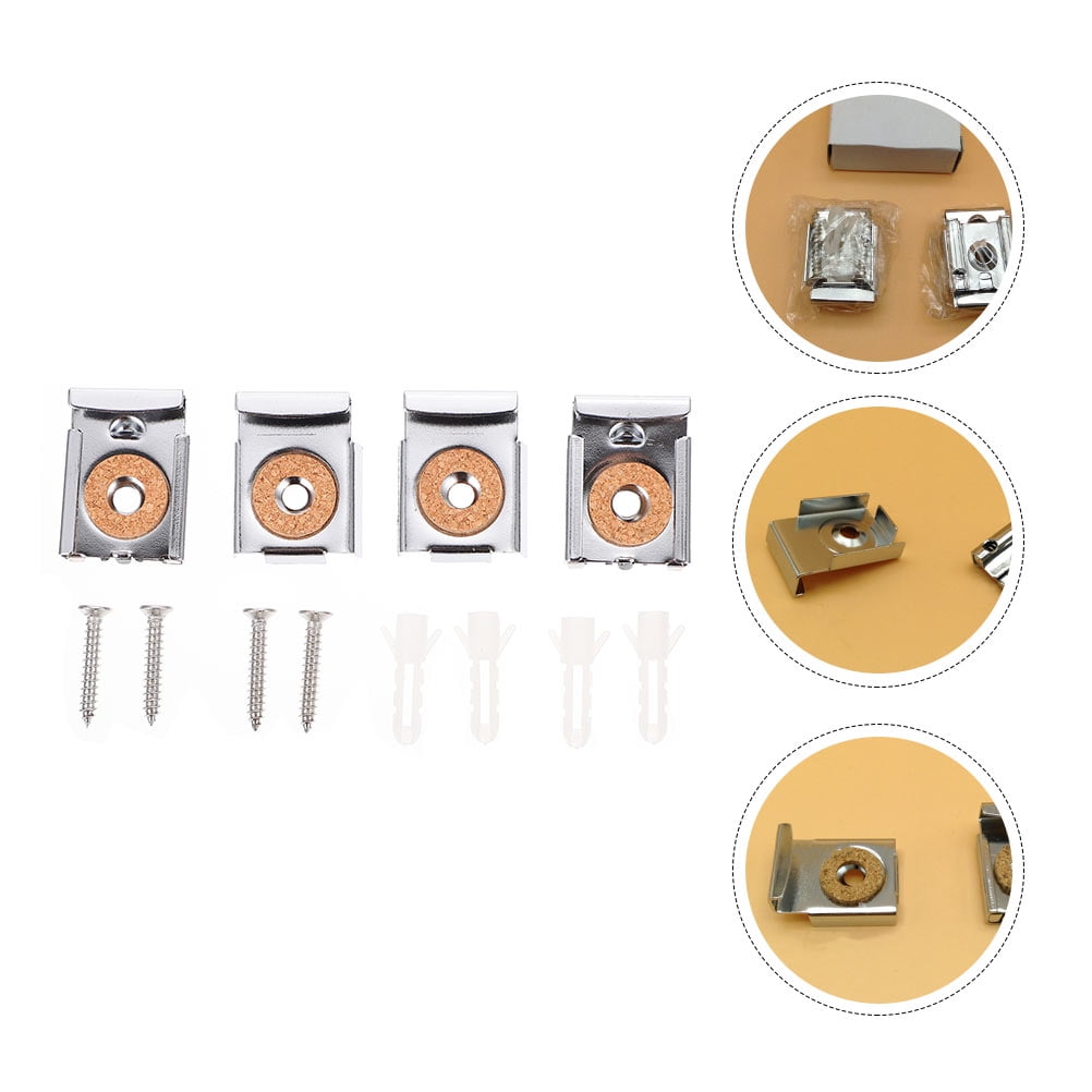 WORGEOUS 4 Sets/16pcs Glass Mirror Clips Mount Spacer Mirror Clamps ...