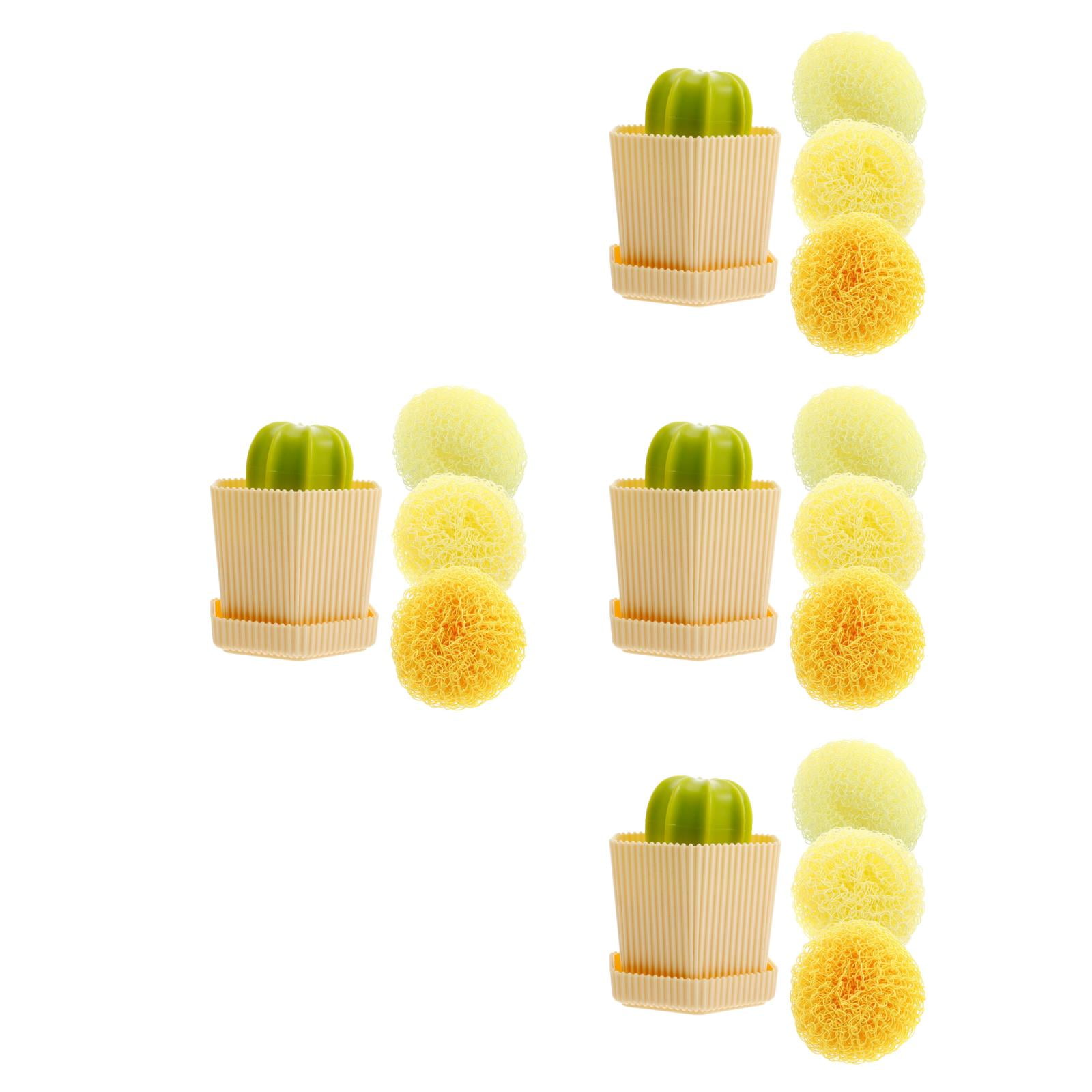 WORGEOUS 4 Sets Cute Cactus Brush Set With 3 Replacement Kitchen ...