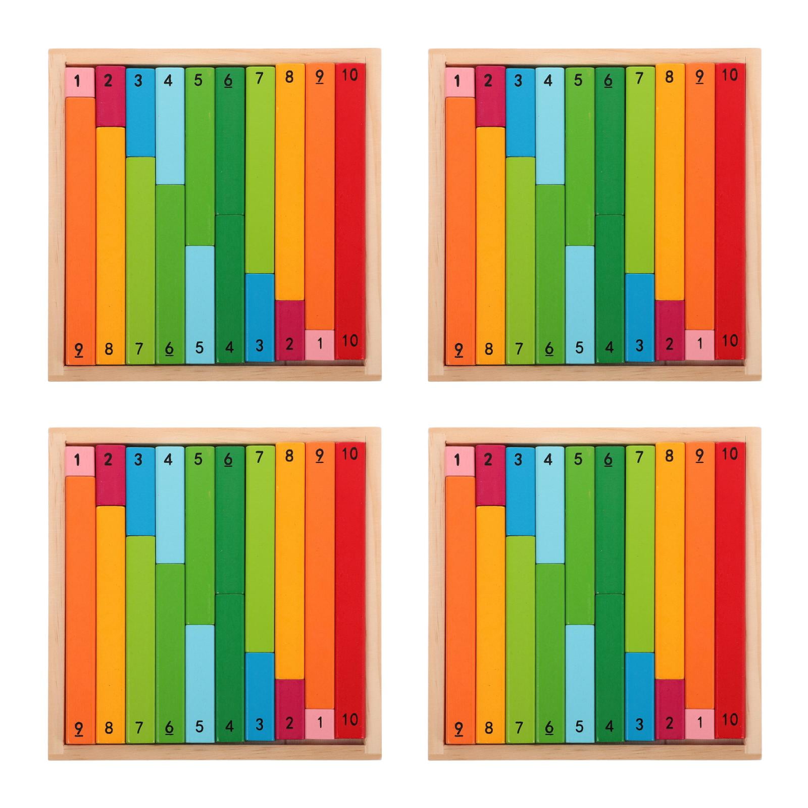 WORGEOUS 4 Sets Montessori Math Rods Wooden Math Rods Counting Learning ...