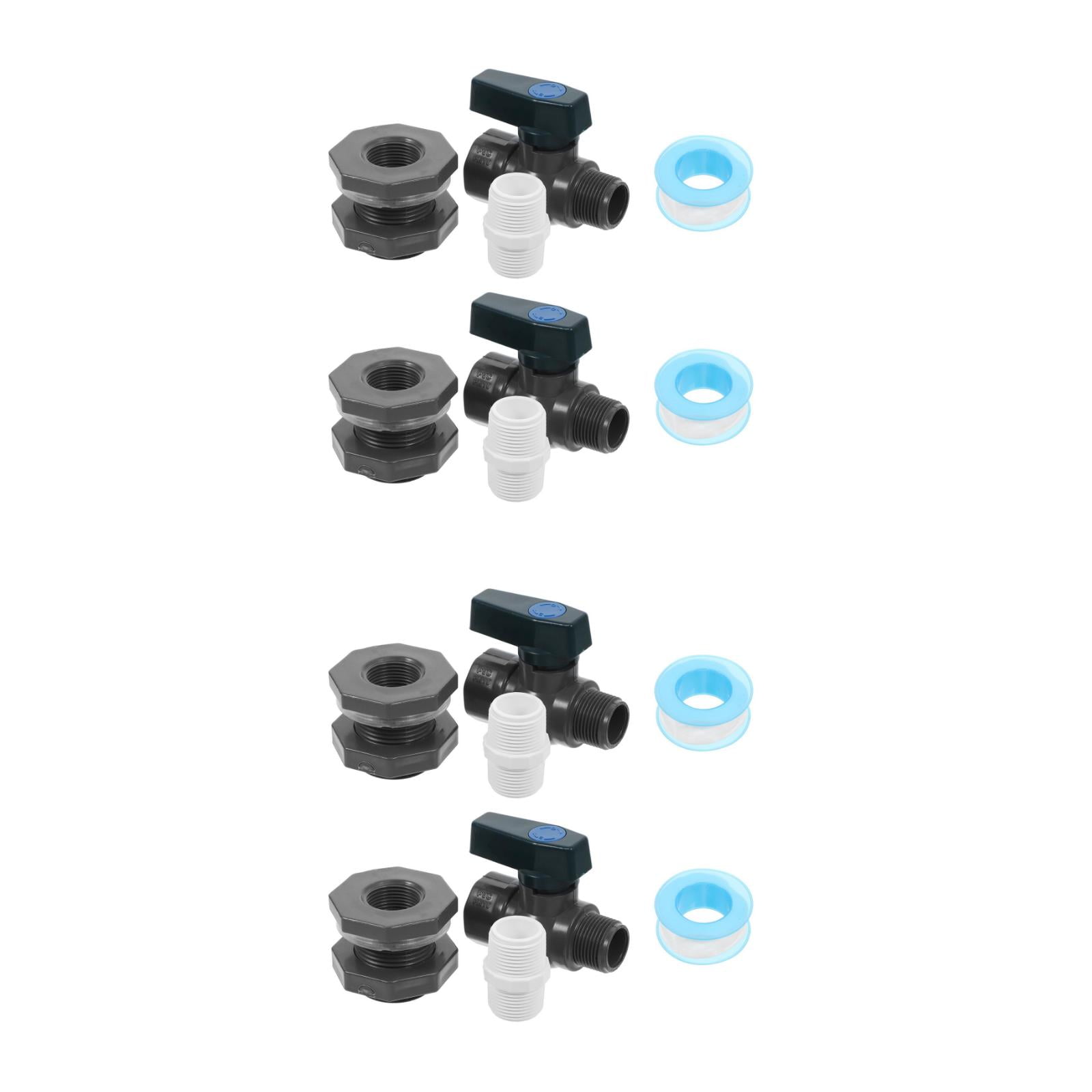 WORGEOUS 4 Sets Rain Barrel Spigot Kit with PVC Bulkhead Fitting ...