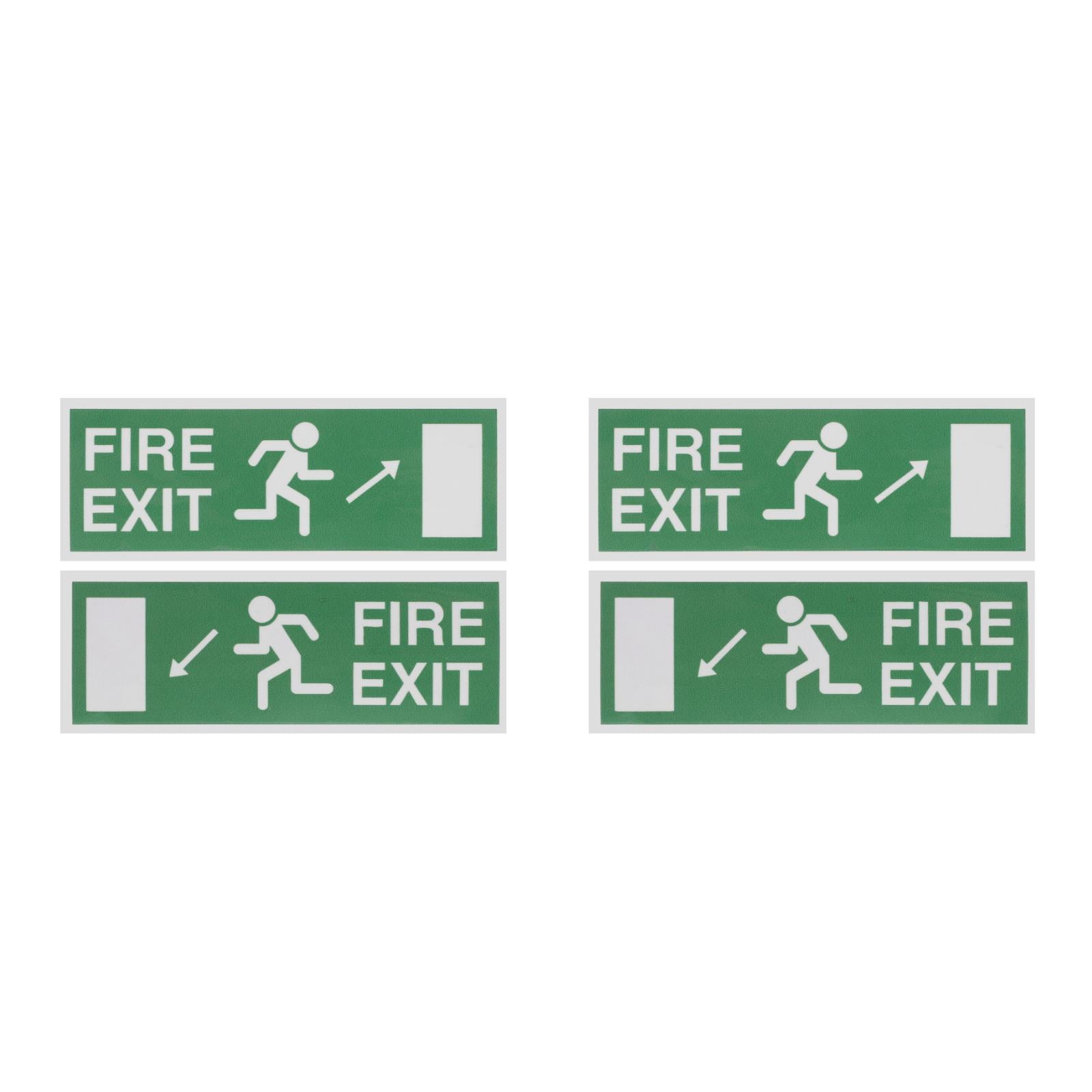 WORGEOUS 4 Sheets Fire Exit Sign Sticker Self Adhesive For Office ...
