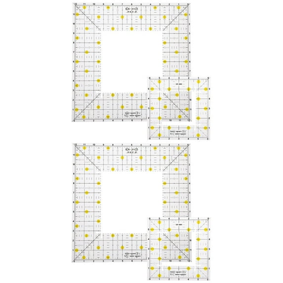 WORGEOUS 4 pcs Acrylic Patchwork Ruler Professional Stitching Ruler ...