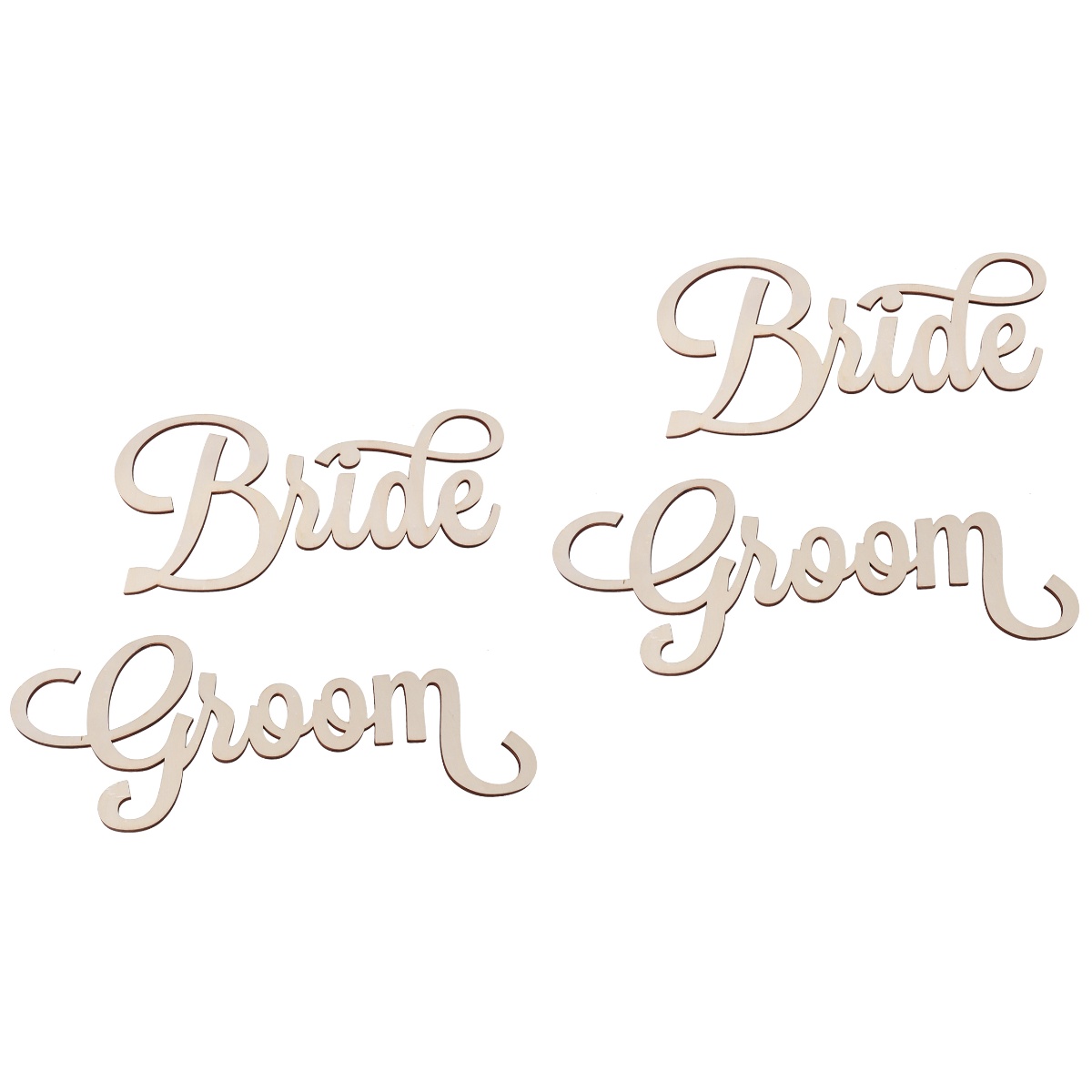 WORGEOUS 4 pcs Bride Groom Wedding Chair Signs Wooden Chair Back Signs ...