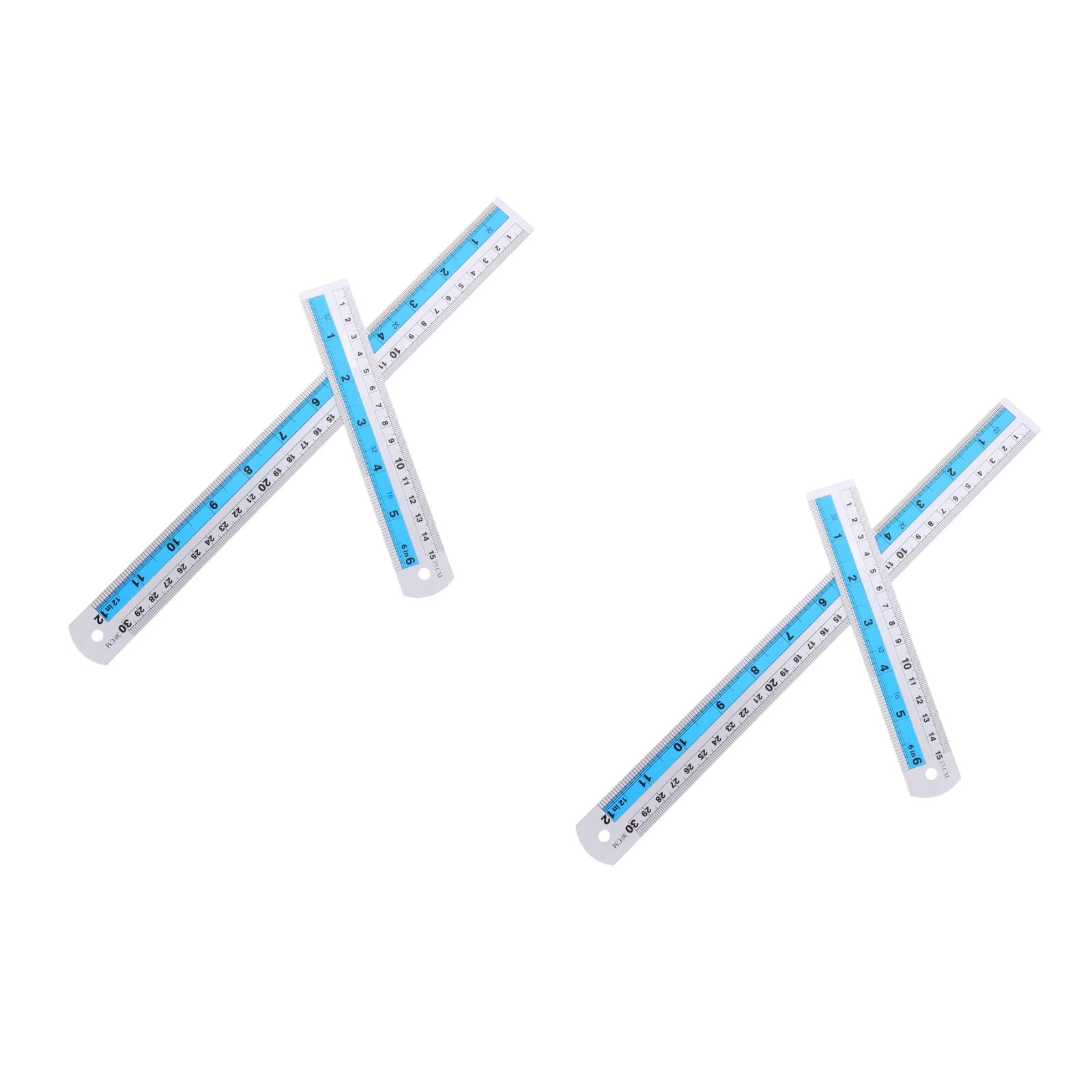 WORGEOUS 4 pcs Metal Ruler Set with Metric and Imperial Scales Metric ...