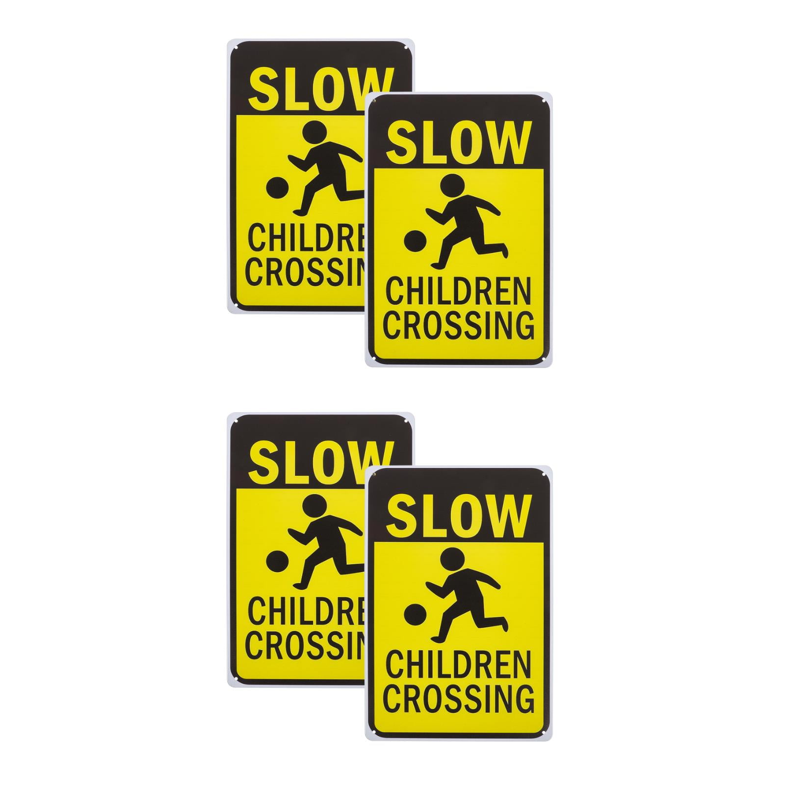 WORGEOUS 4 pcs Slow Child Crossing Sign Warning Signs High-Visibility ...