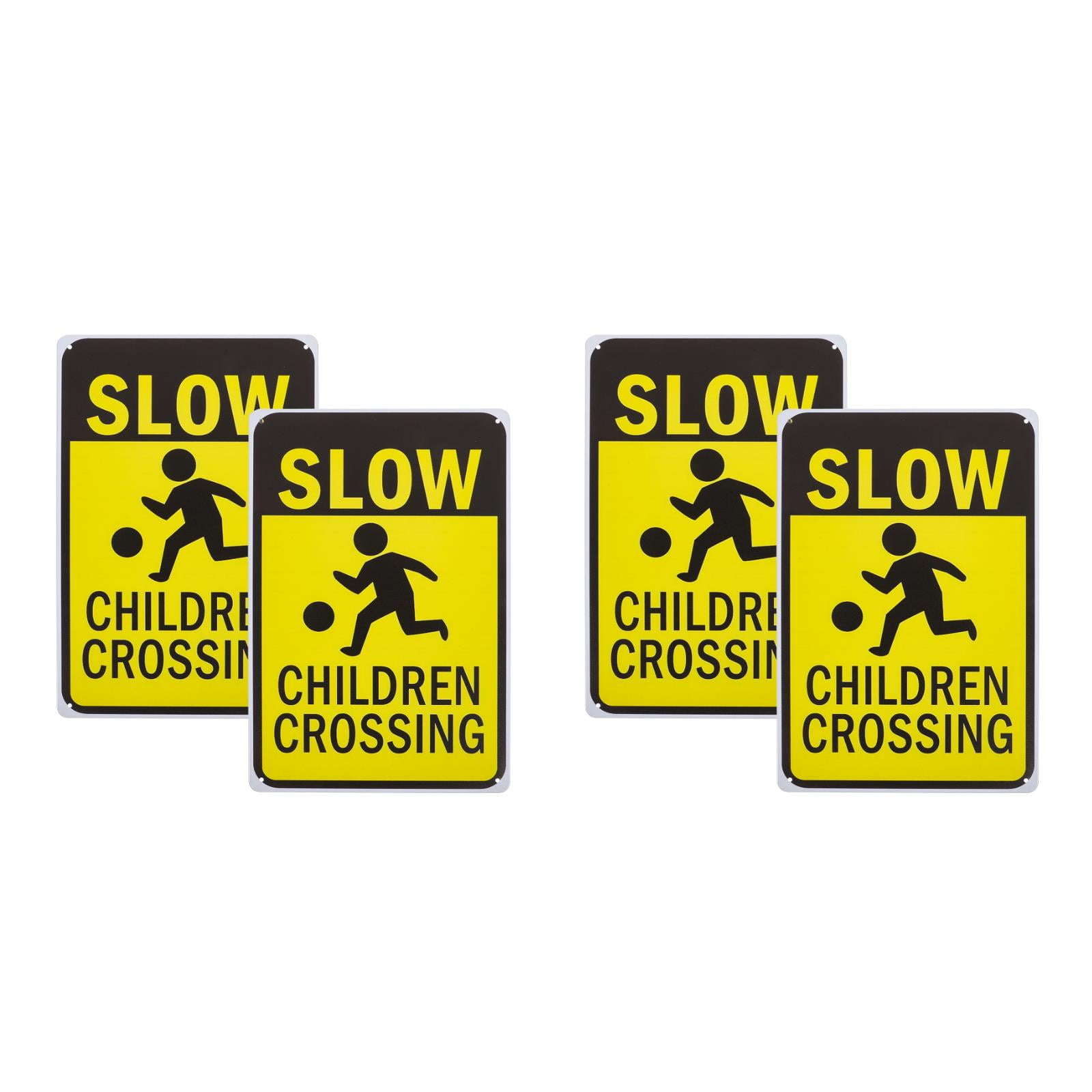 WORGEOUS 4 pcs Slow Children Crossing Signs Signs Kids Safety Slow Down ...