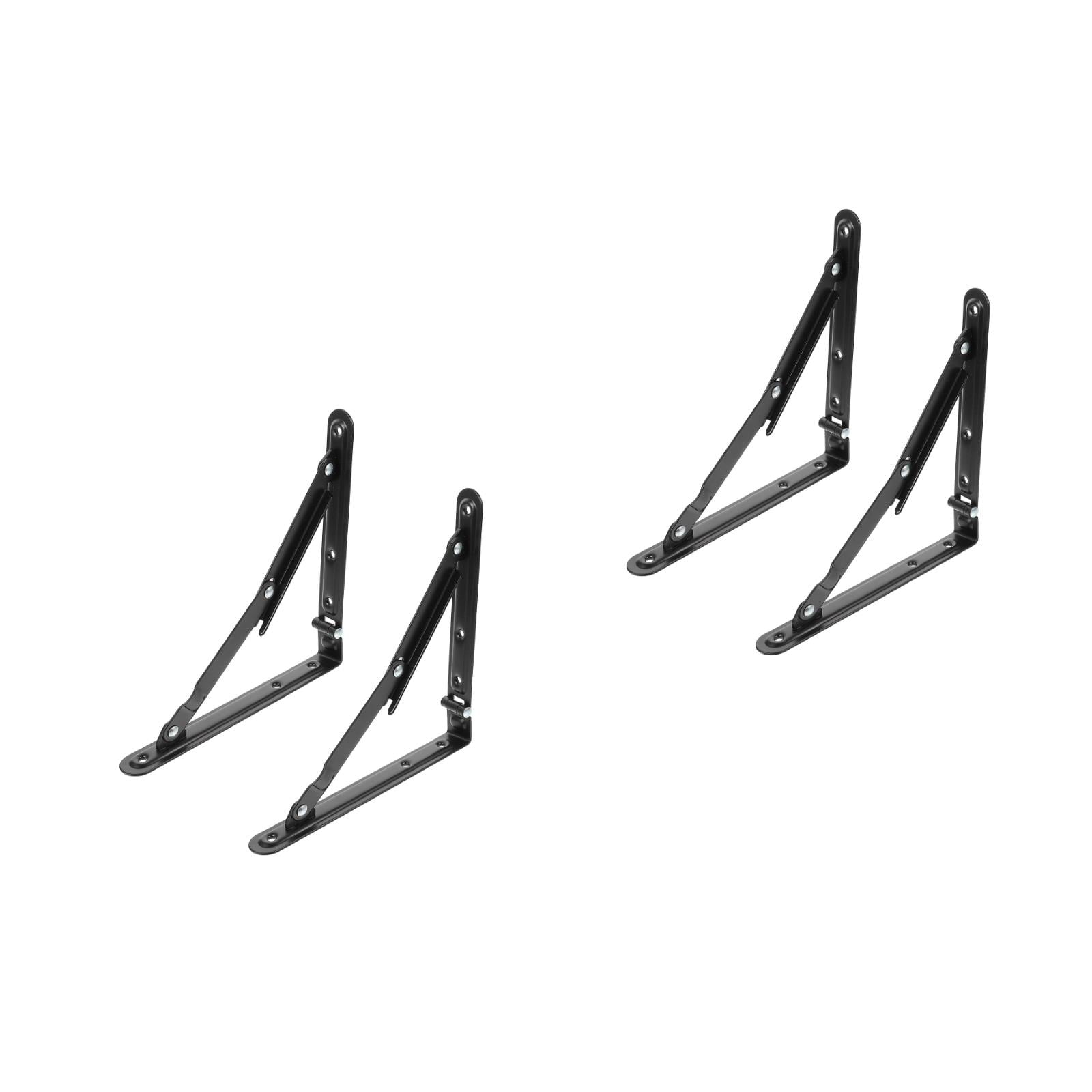 WORGEOUS 4 pcs Wall Bracket Hinges Black Folding Brackets Collapsible ...