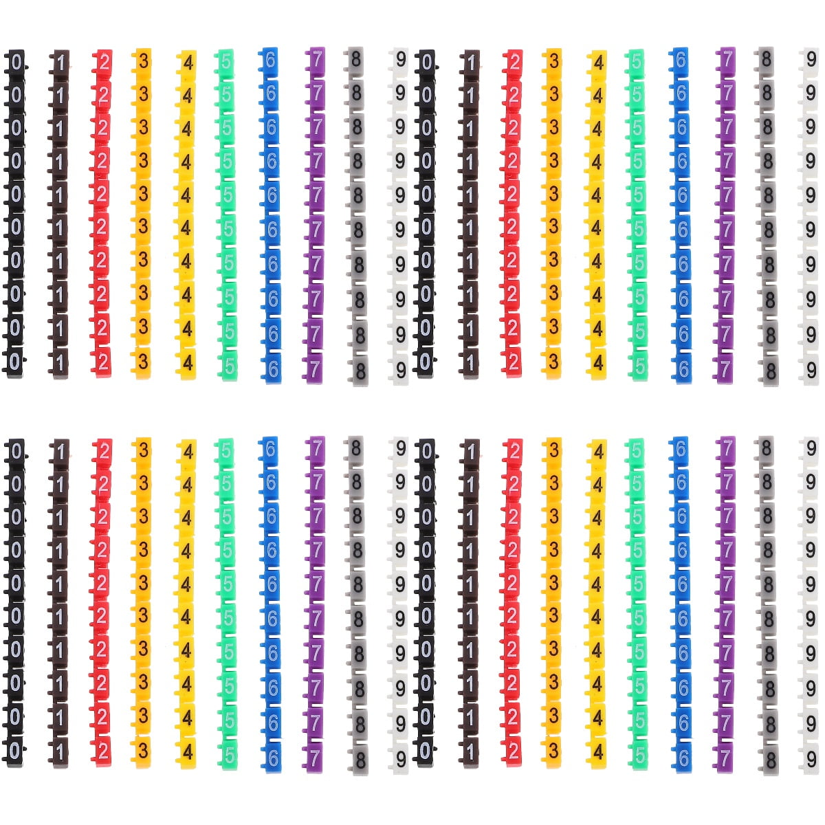 WORGEOUS 400 pcs Clip-on String Wire Marking DIY Plastic Digital Number ...