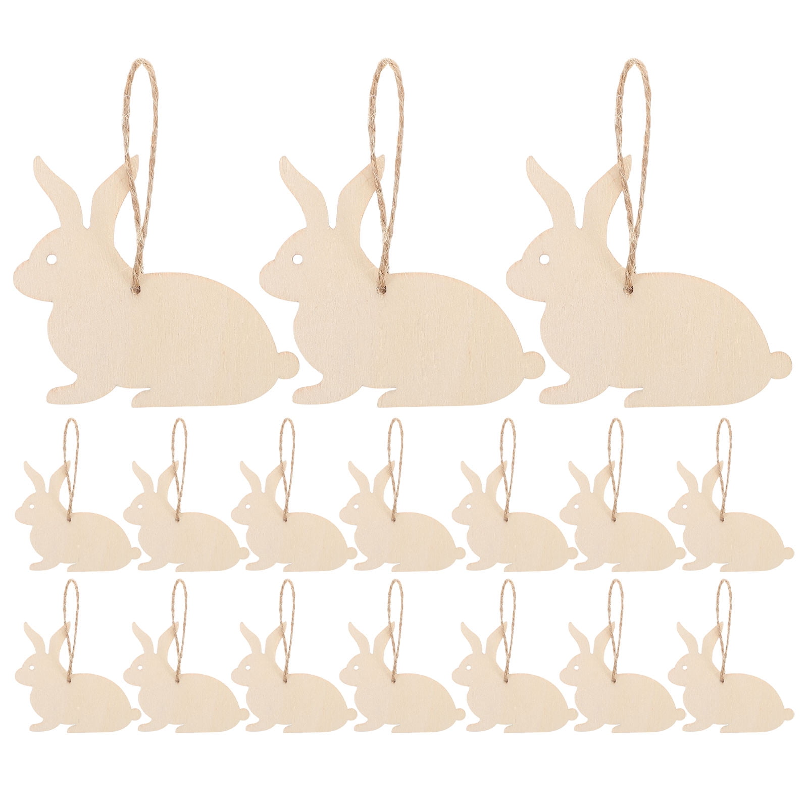 WORGEOUS 40pcs Bunny Wooden Slice Easter Wood Bunny Cutout Unfinished ...