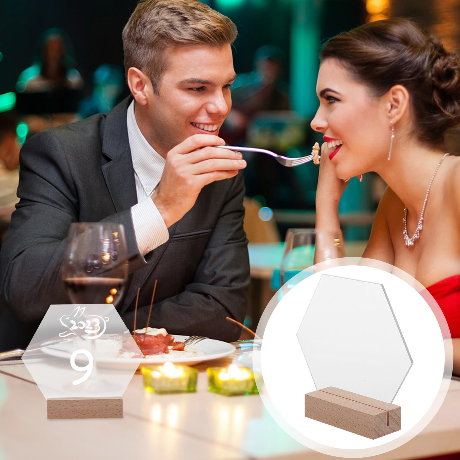 WORGEOUS 4Pcs Clear Acrylic Table Sign Hexagon Diy Decor Number Holder ...