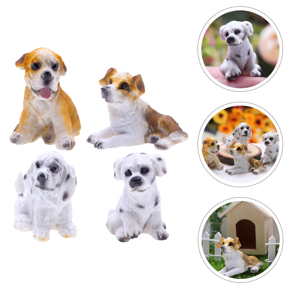 WORGEOUS 4Pcs Resin Mini Dog Figurines Assorted Color Decorative ...