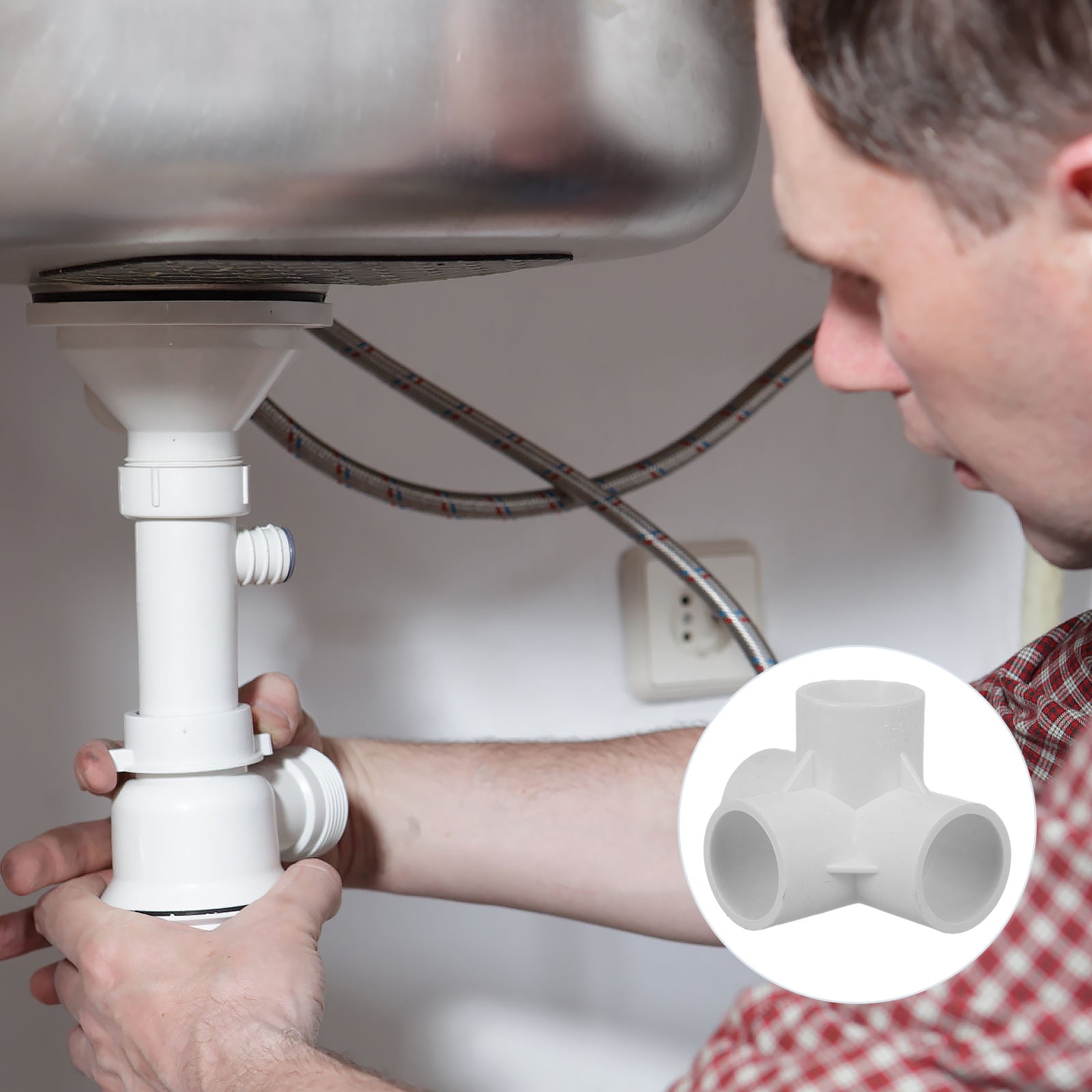 SOPOTUTU Pvc Pipe Connectors Four Way Pipe Adapters Plastic 4Pcs ...