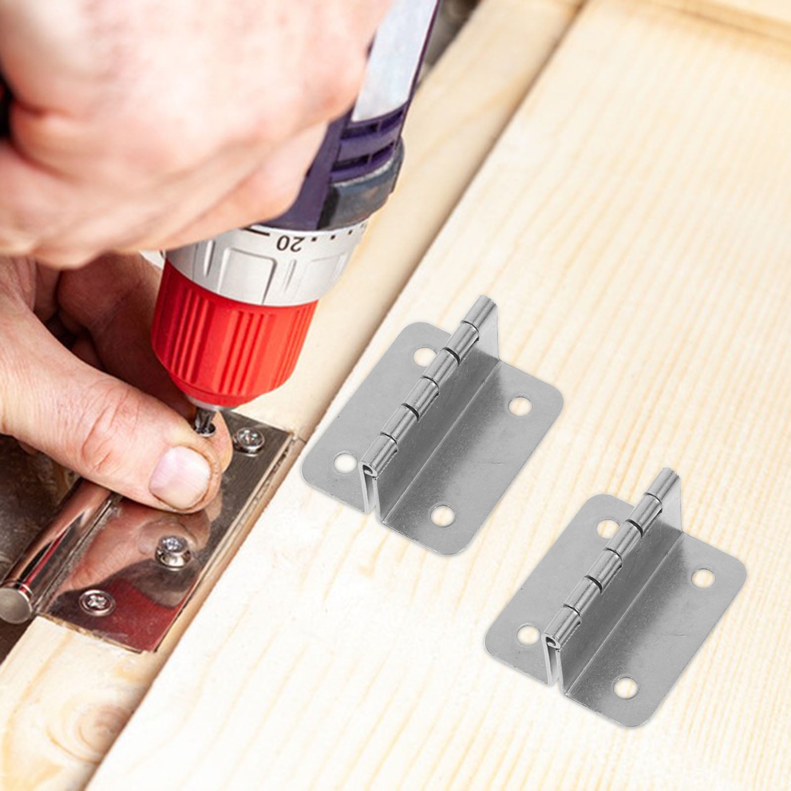 WORGEOUS 4pcs 4 Hole Flip Folding Hinges for Cabinets Stainless Steel ...