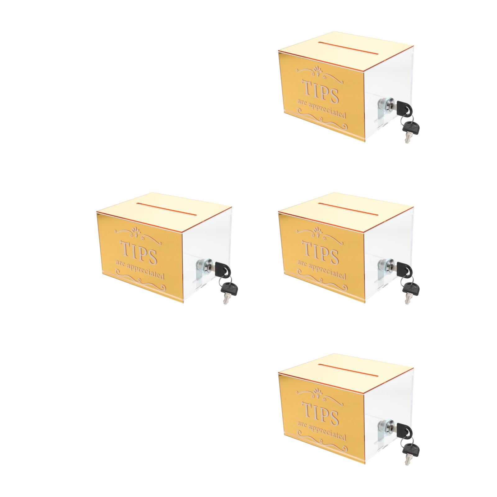 WORGEOUS 4pcs Acrylic Tip Box With Lock Raffle Cash Box Money Storage ...