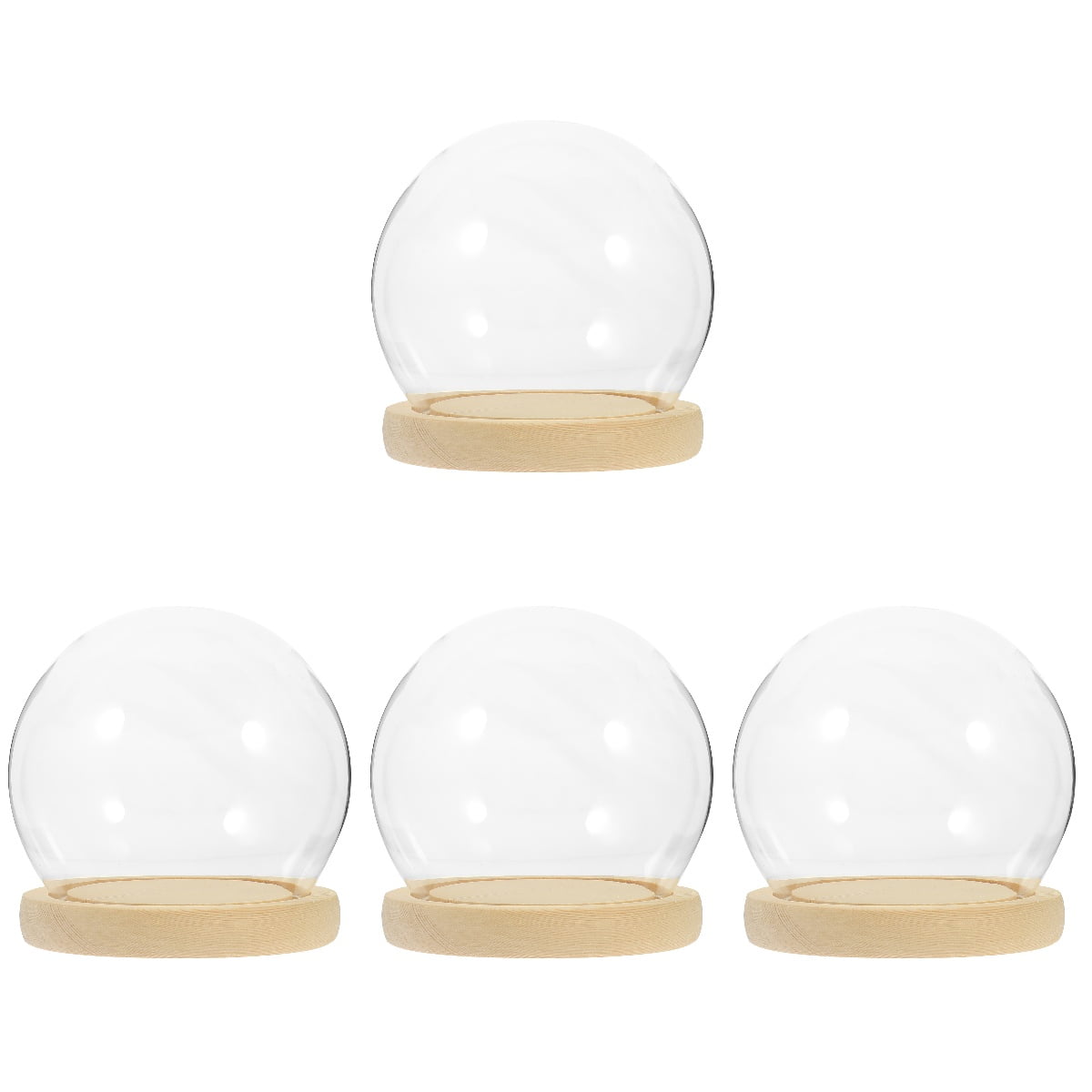 WORGEOUS 4pcs Clear Glass Display Case with Wooden Base Clear Glass ...