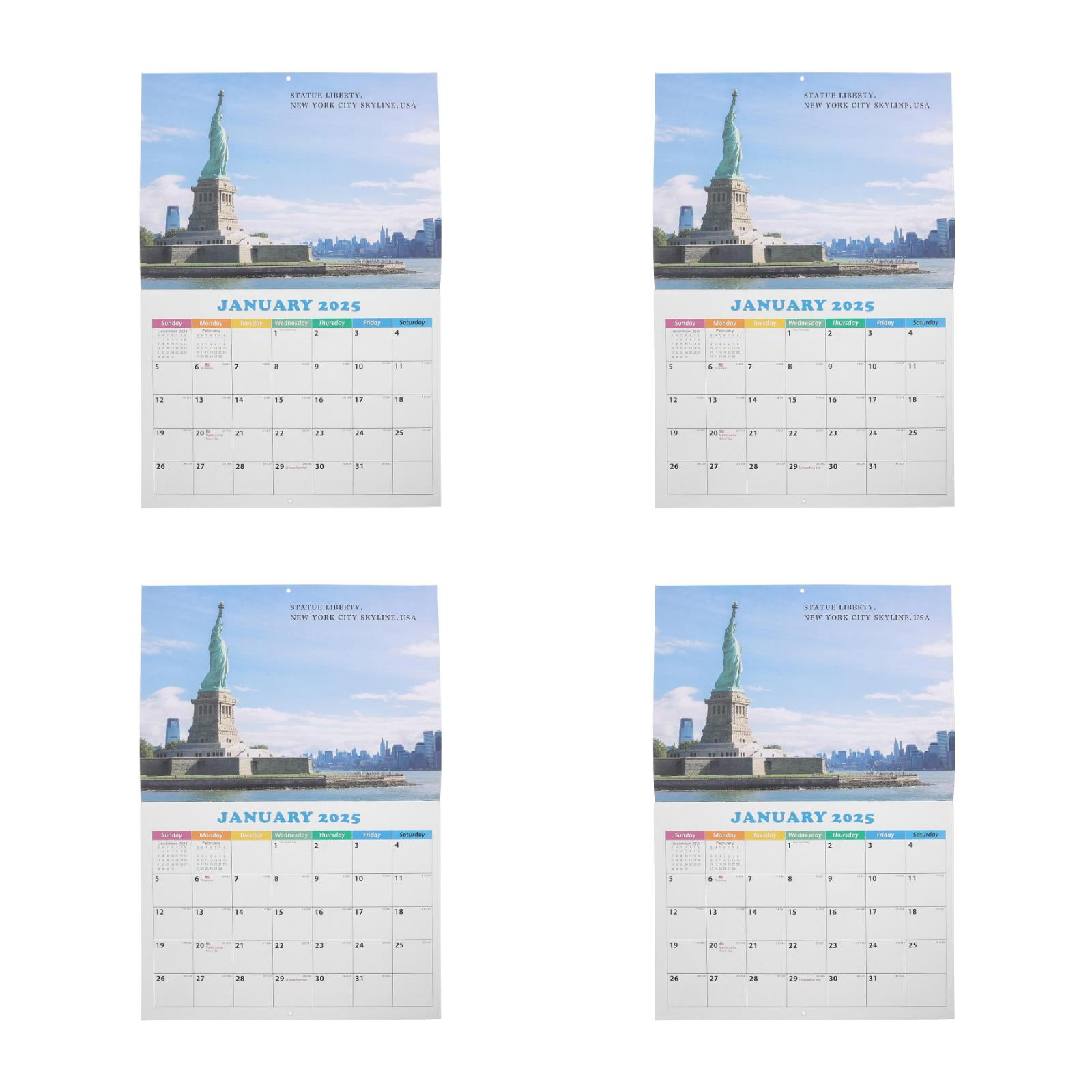 WORGEOUS 4pcs Decorative Wall Calendar 2025 World Landmarks Pattern ...