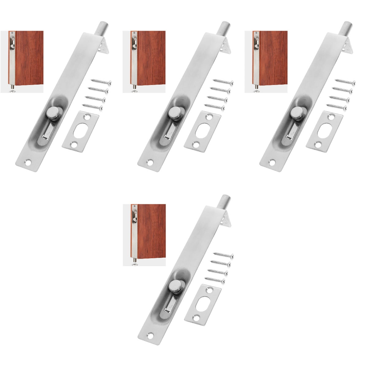 WORGEOUS 4pcs Flush Bolt Stainless Steel Security Door Flush Bolt ...