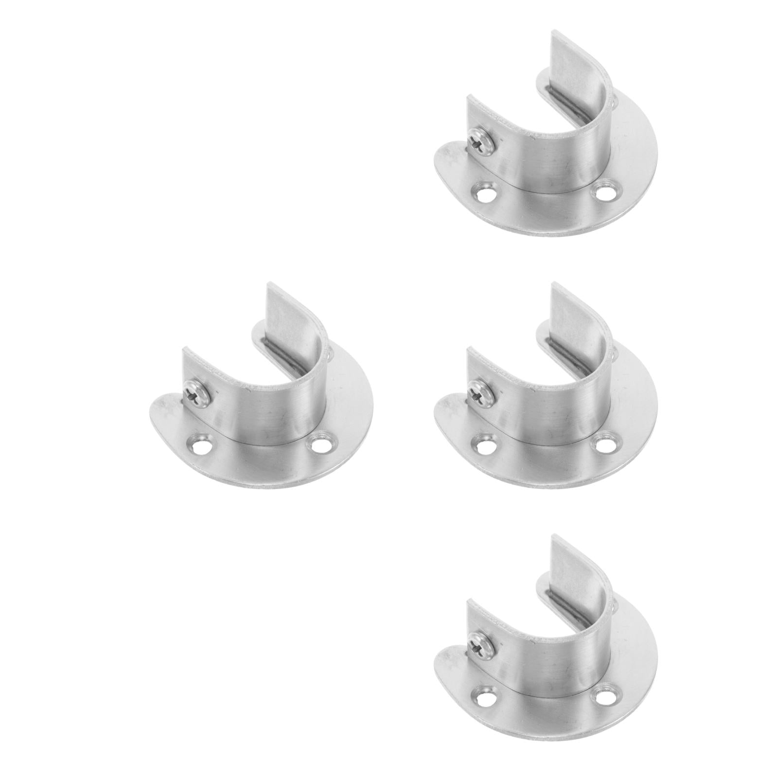 WORGEOUS 4pcs Heavy Duty Stainless Steel Closet Rod Holder Black Open ...