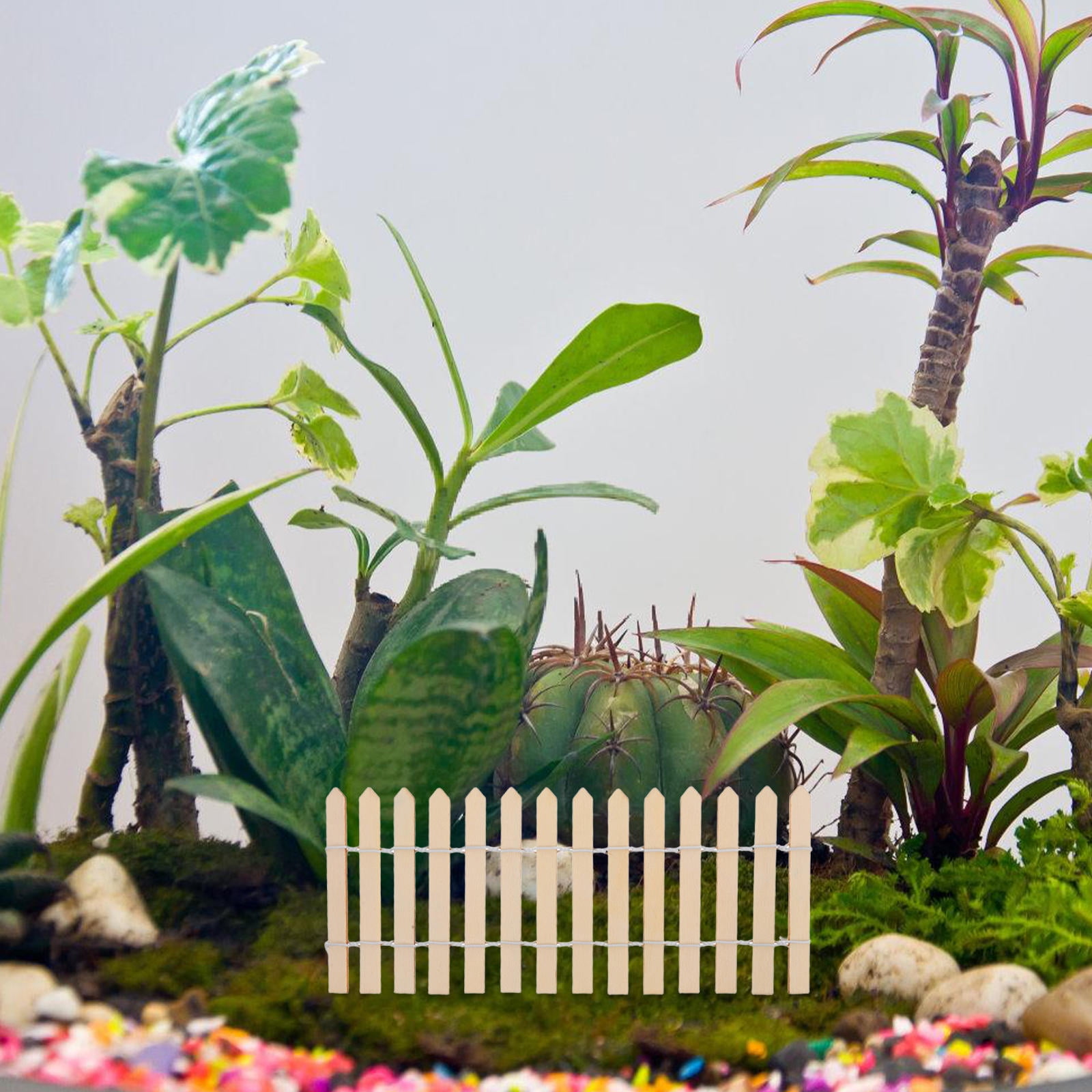 WORGEOUS 4pcs Mini Fairy Garden Fence Natural Wood Unfinished Picket ...
