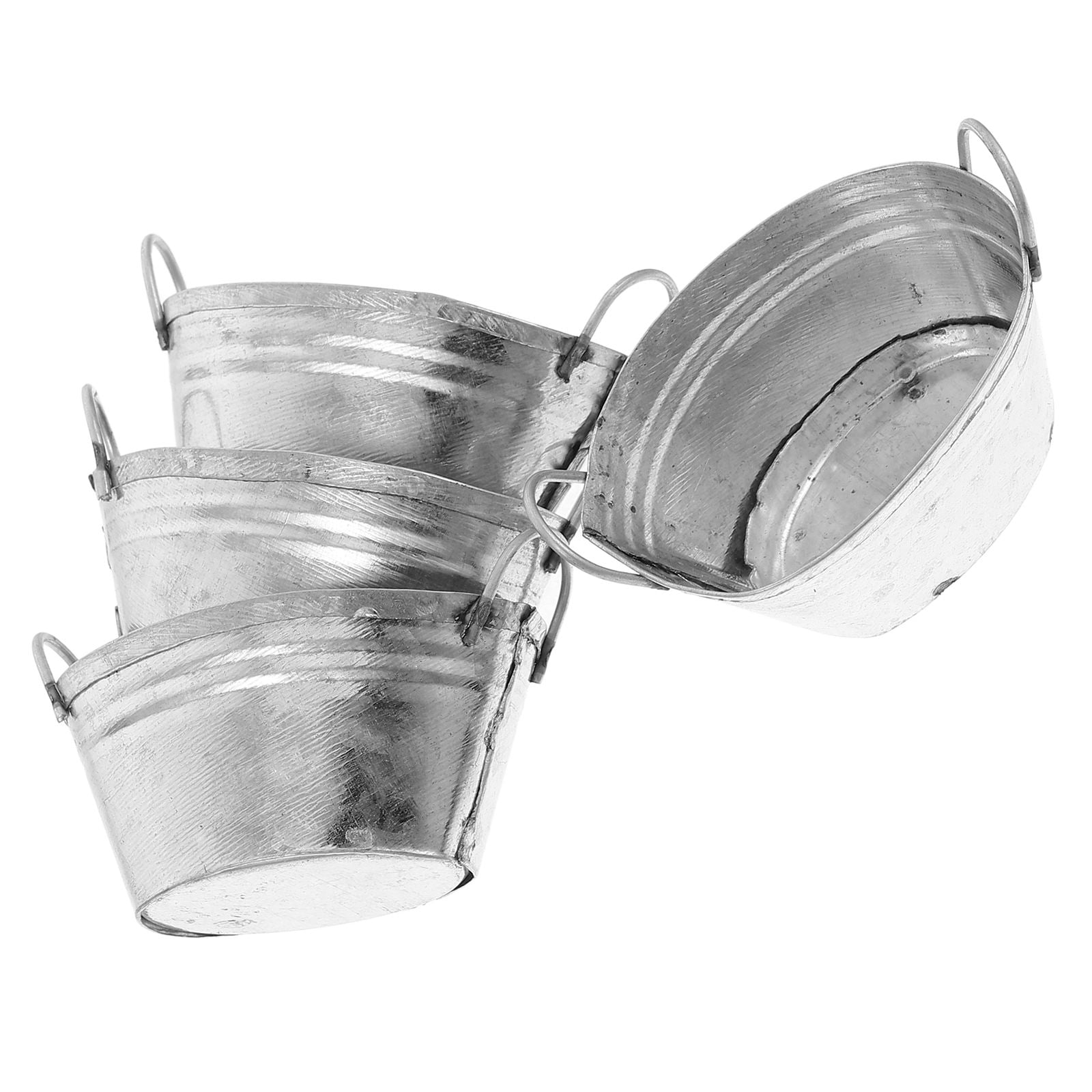 WORGEOUS 4pcs Mini Tin Buckets With Handle Small Tinplate Pail ...