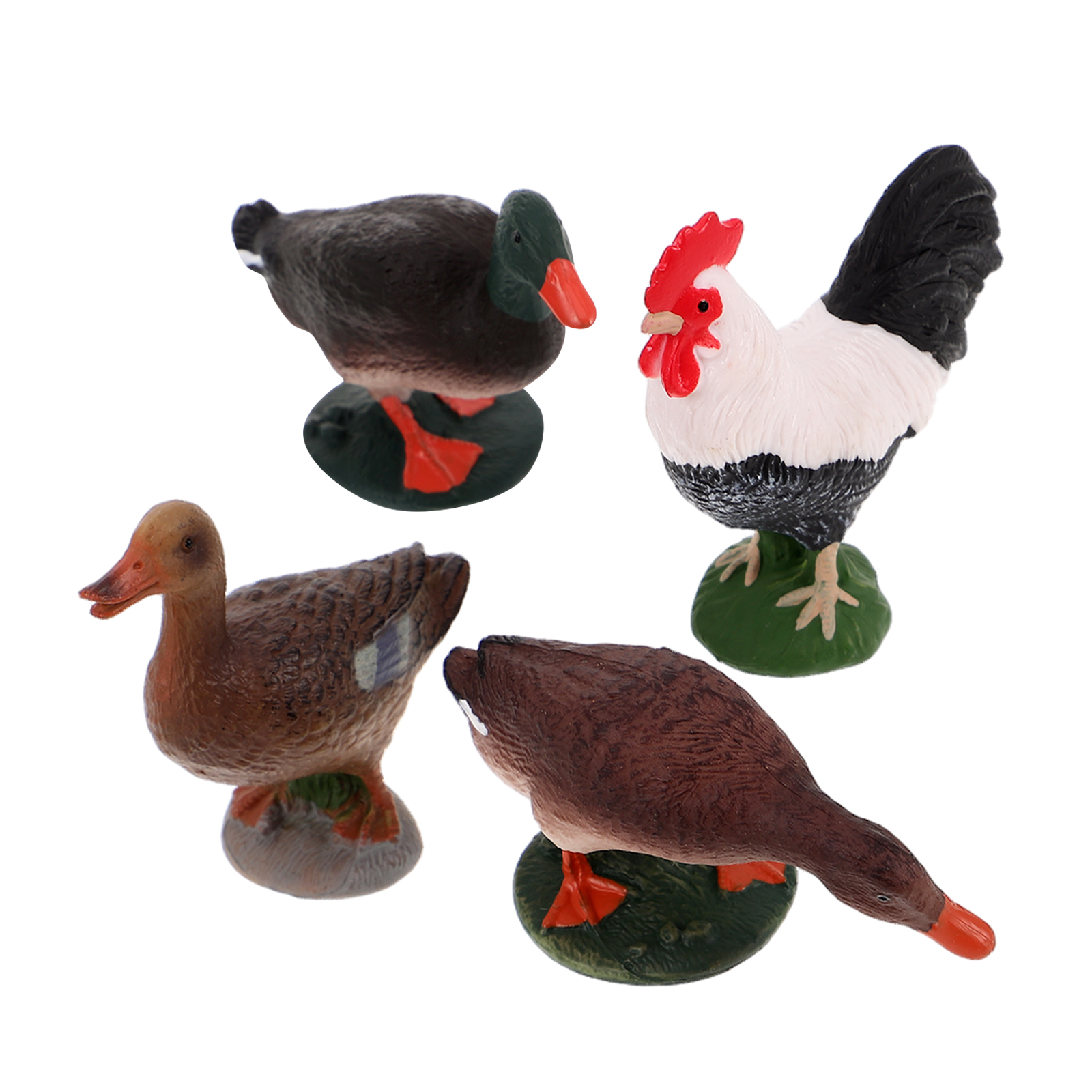 WORGEOUS 4pcs Realistic Chicken And Duck Statues Miniature Animal ...