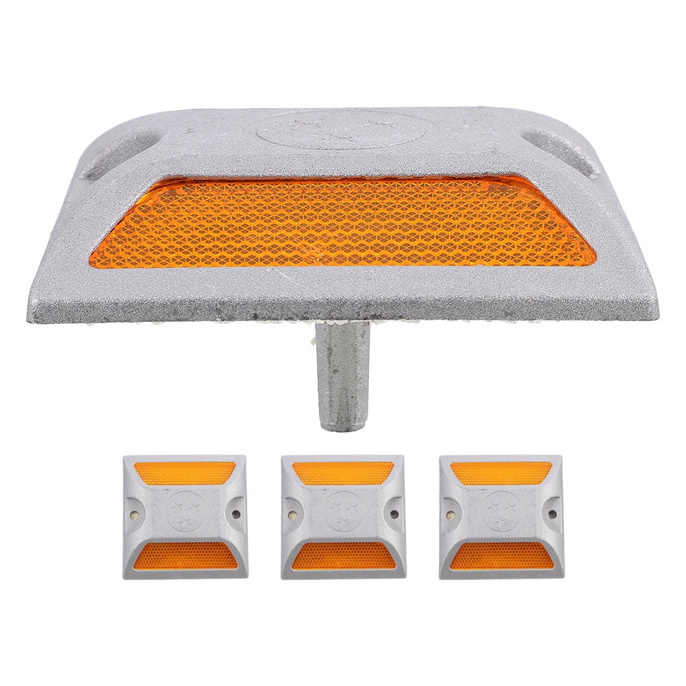 WORGEOUS 4pcs Reflective Aluminum Road Markers Pavement Studs Road ...