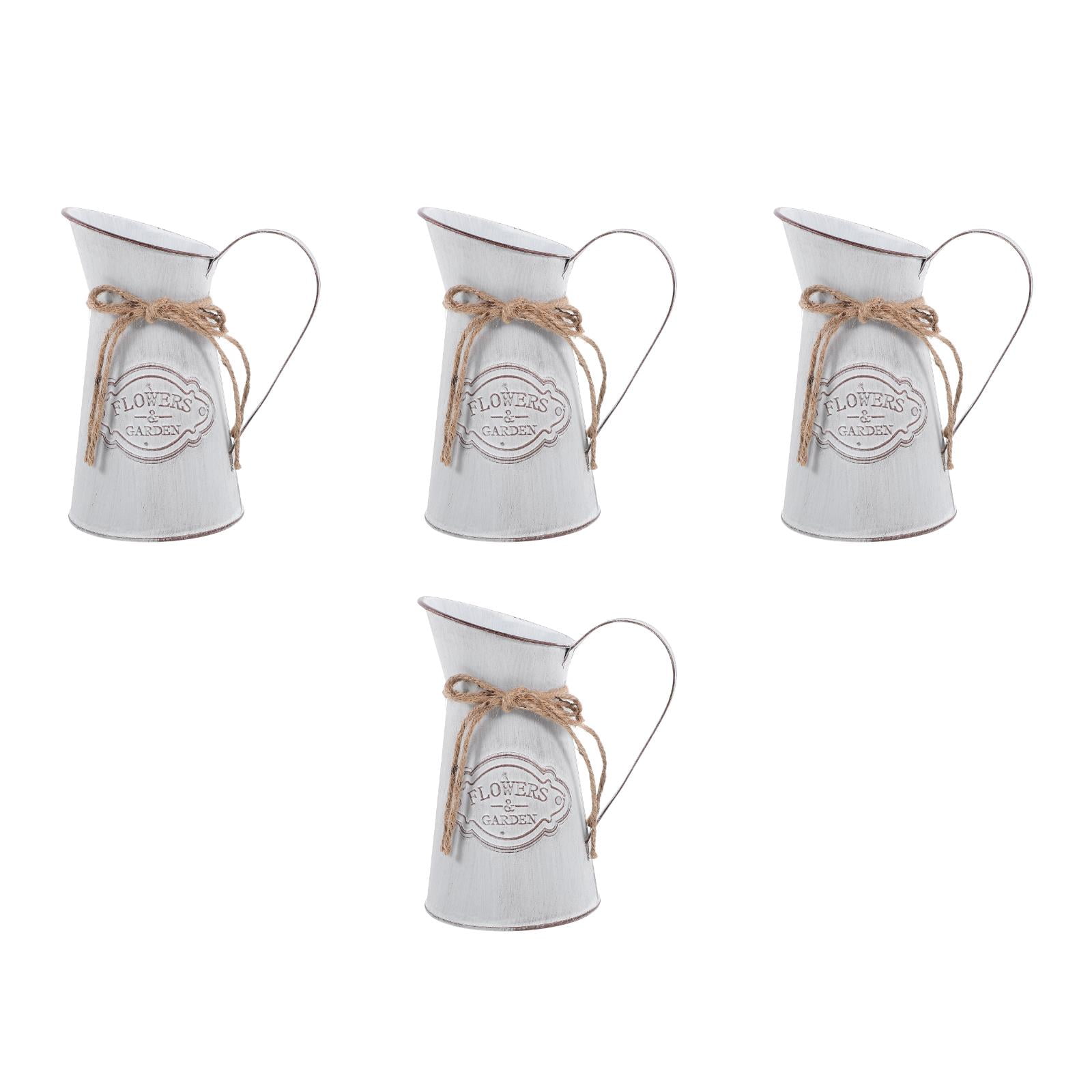 WORGEOUS 4pcs Metal Pitcher Flower Vase Metal Planter Milk Jug Plant ...
