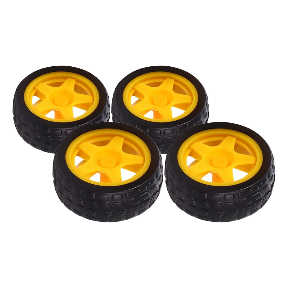 WORGEOUS 4pcs Toy Car Wheels rubber and plastic Tire Wheels for RC Car ...